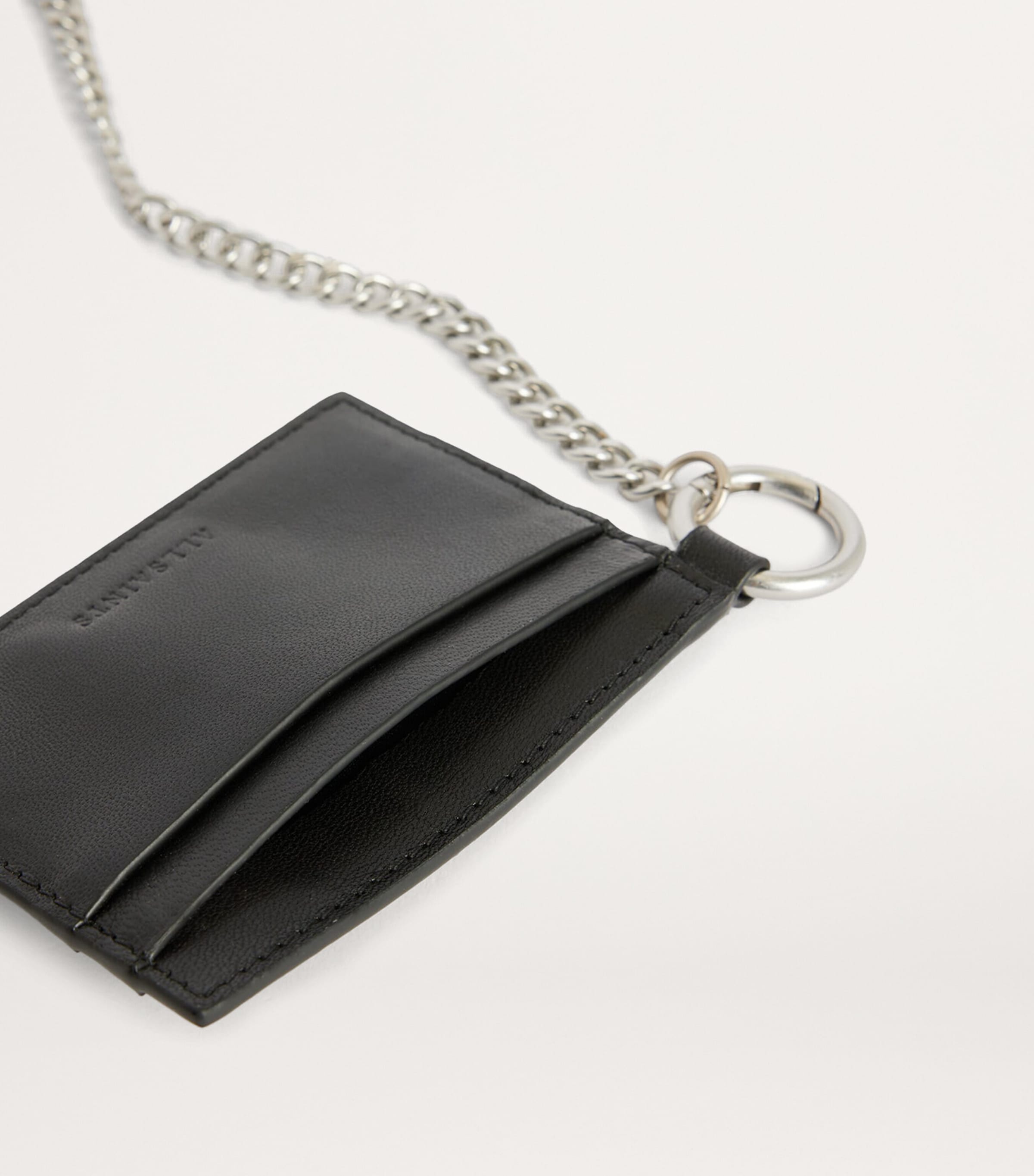 AllSaints Black Leather Makoto Chain Card Holder | Harrods US