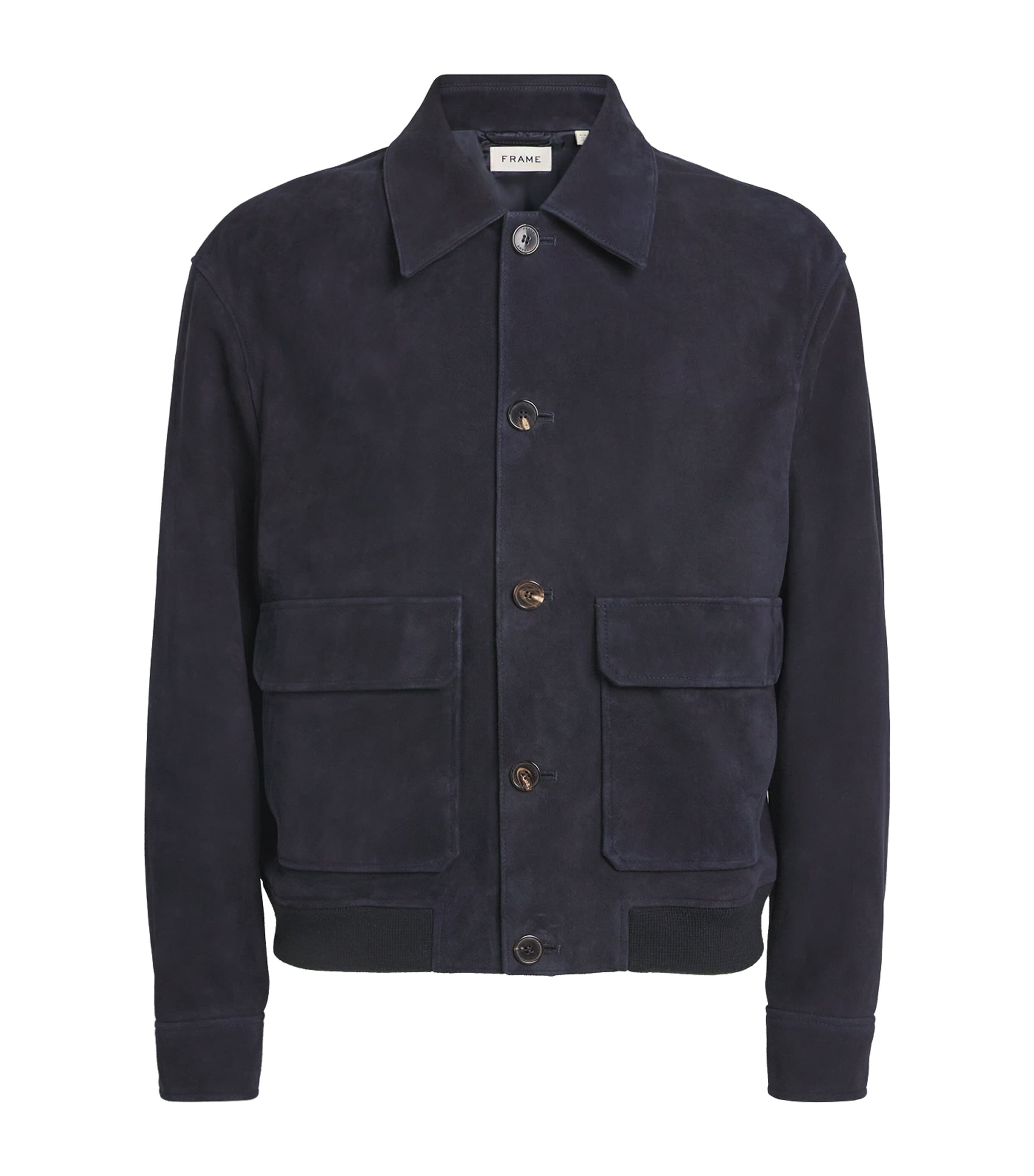 FRAME Navy Suede Bomber Jacket | Harrods CA
