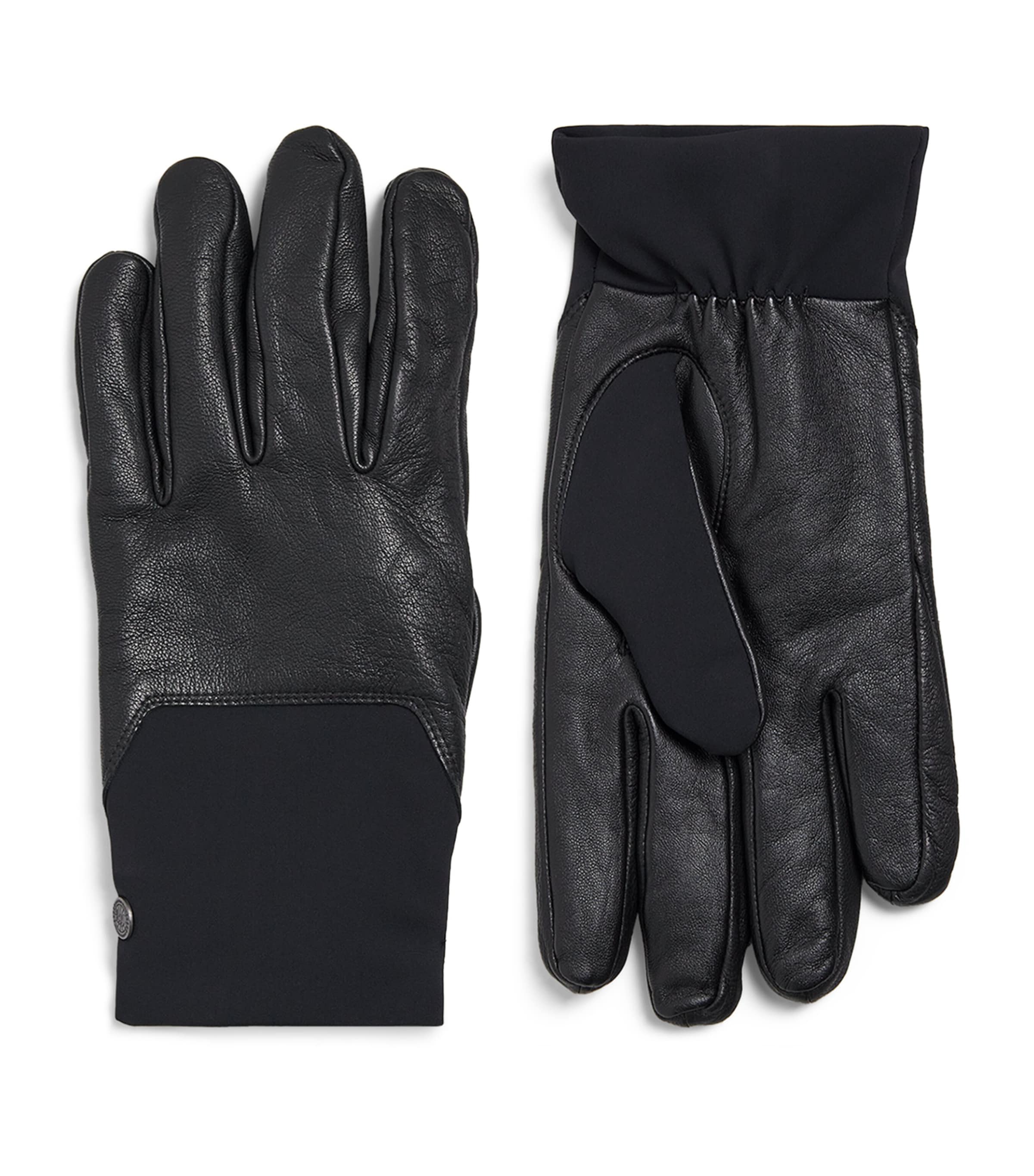 Canada Goose Black Leather-Trim Mixed Media Gloves | Harrods CA