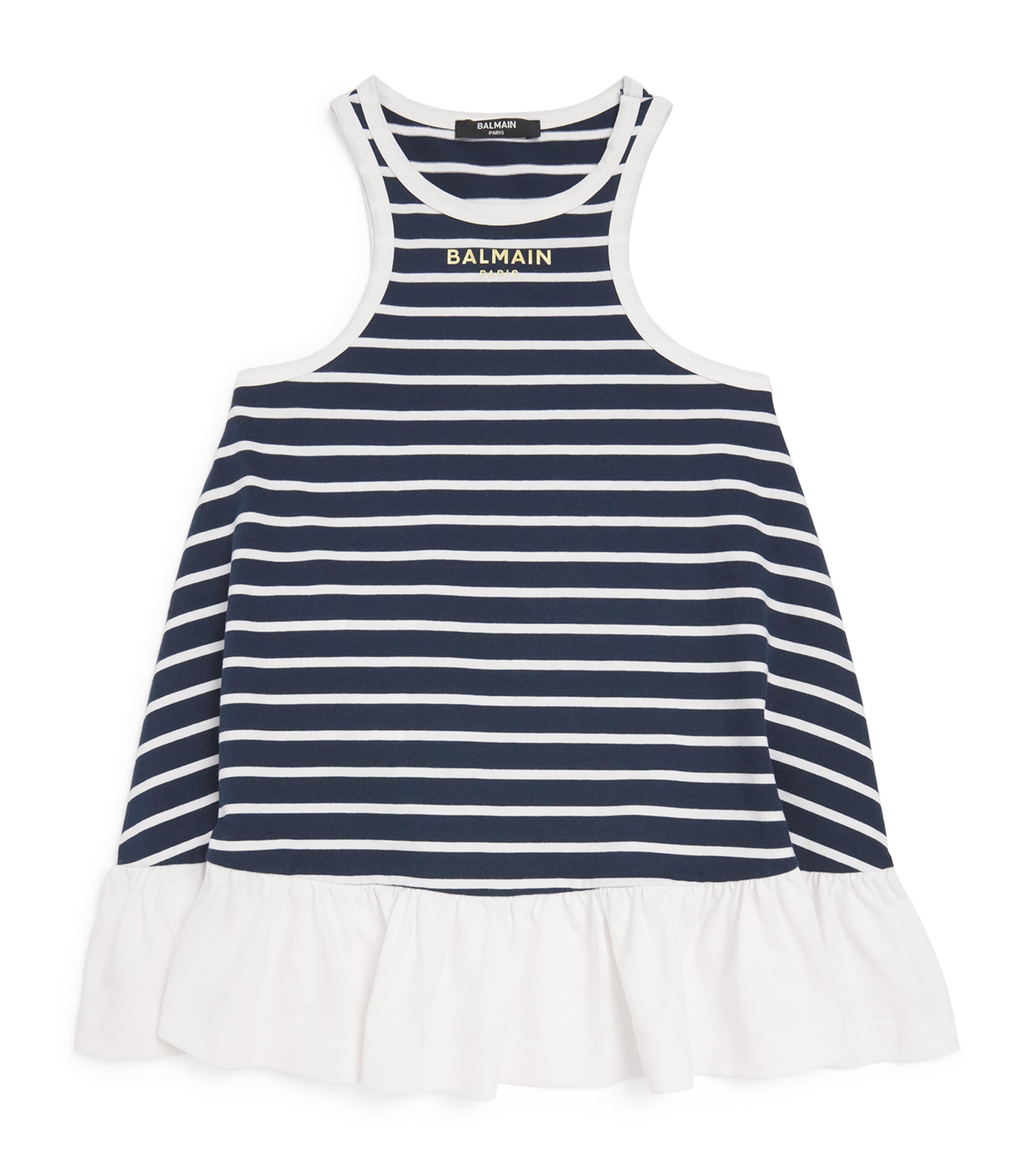 Balmain Kids Navy Cotton Stripe Logo Dress (6-14 Years) | Harrods HK