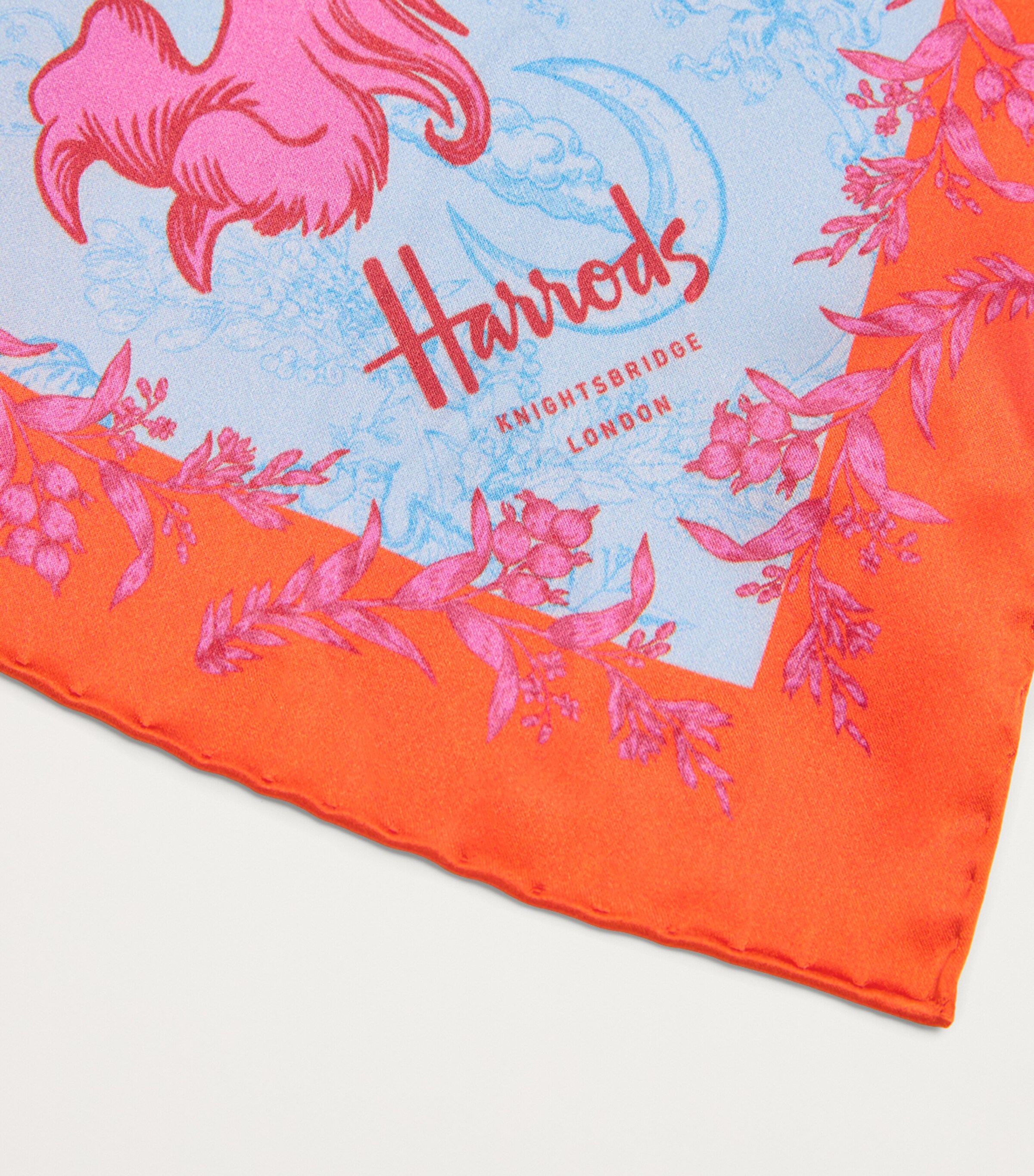 Harrods Blue Silk Lion Print Scarf | Harrods US
