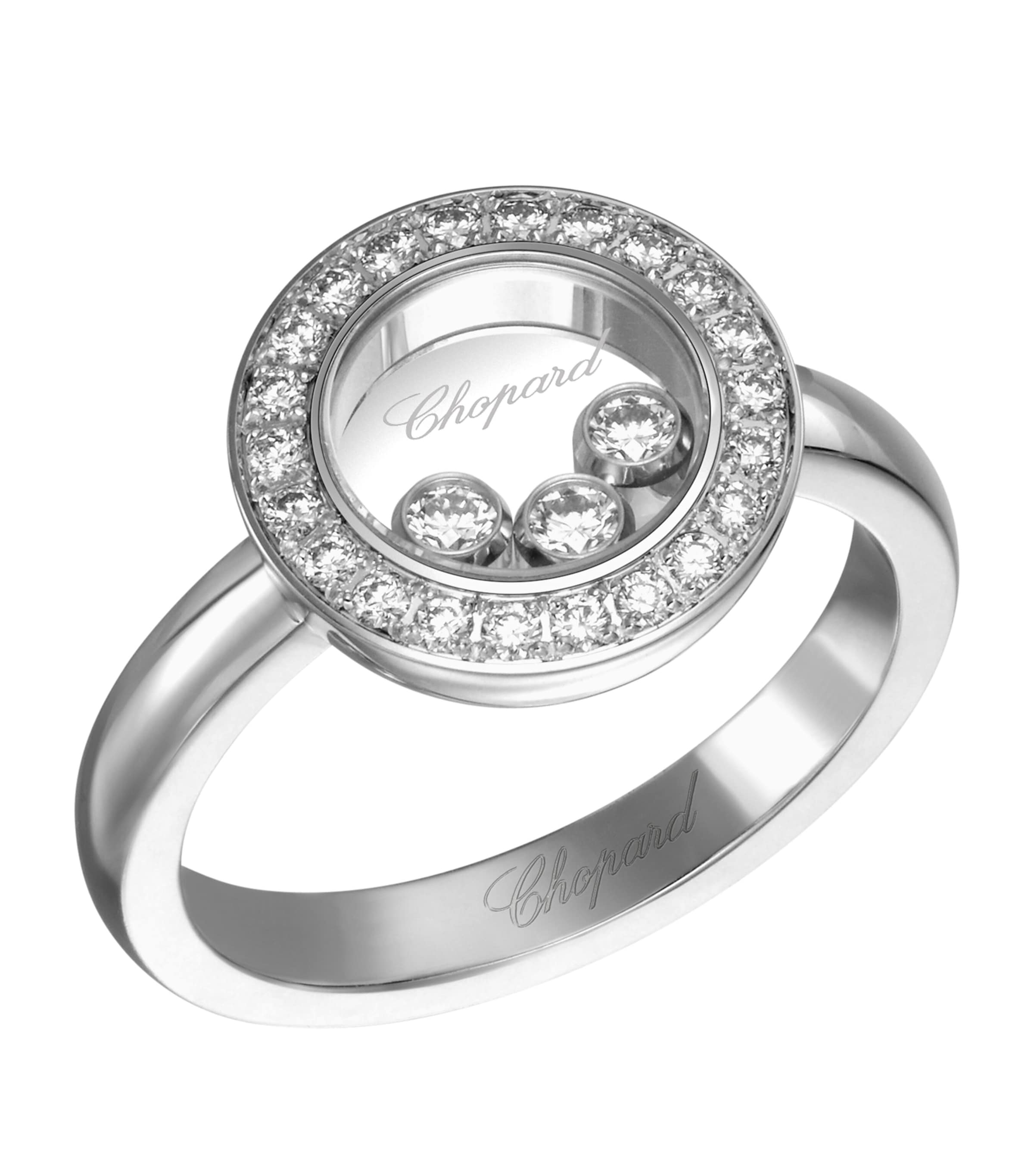 Chopard White Gold and Diamond Happy Diamonds Icons Ring | Harrods US