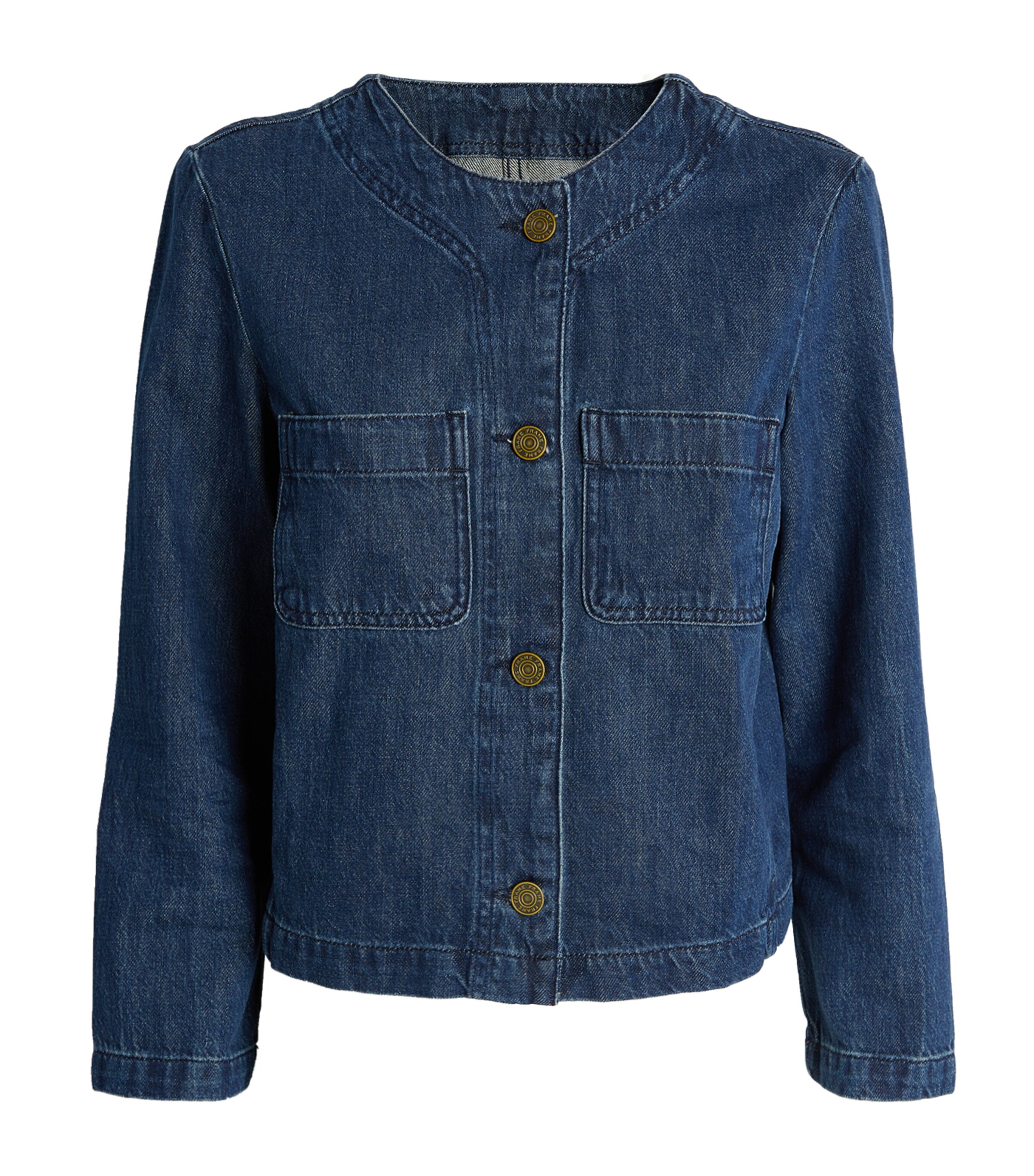 FRAME Collarless Denim Jacket | Harrods US