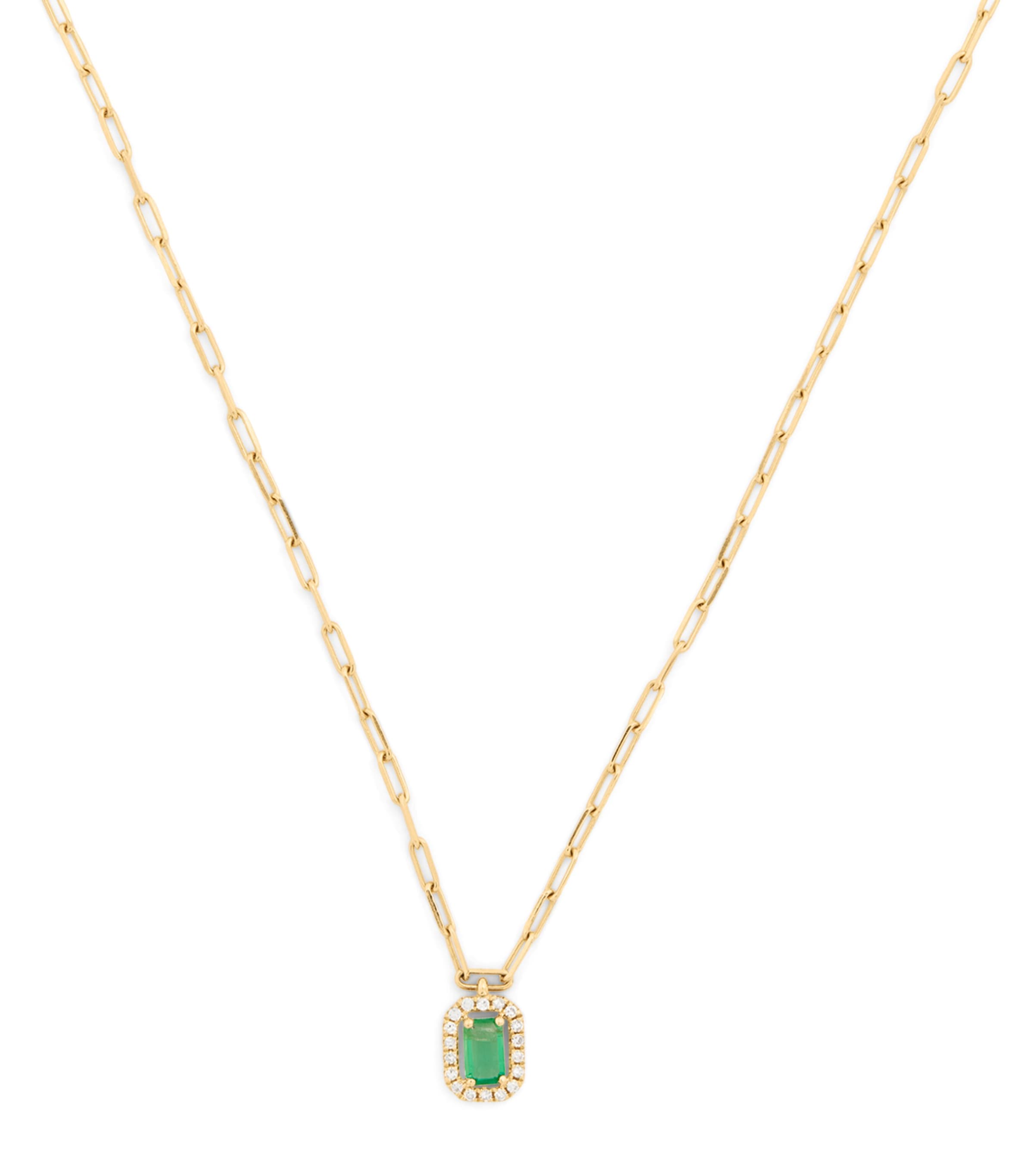 SHAY Yellow Gold, Diamond and Emerald Mini Me Necklace | Harrods US