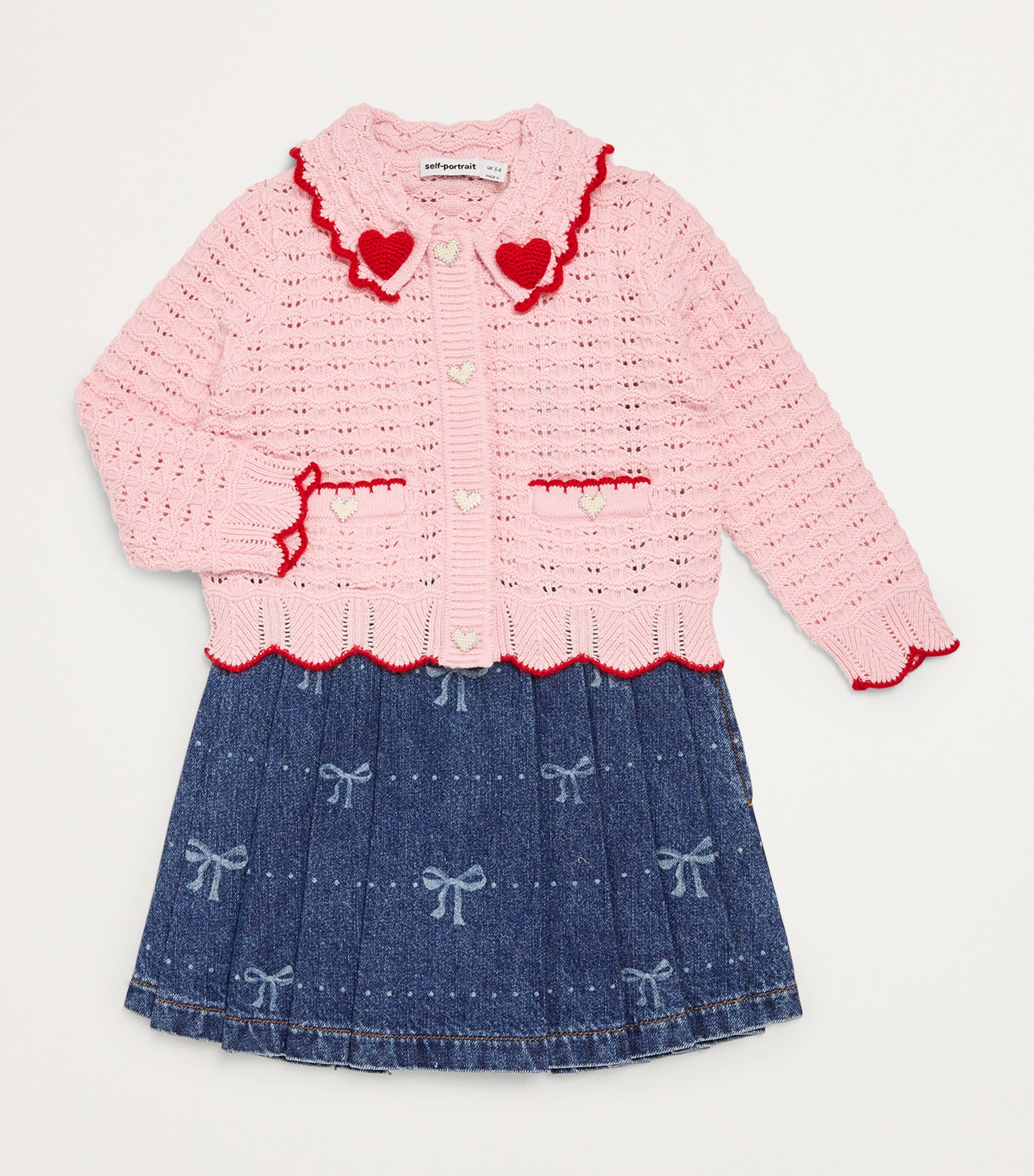 Self-Portrait Kids Bow Print Denim Skirt (3-12 Years) | Harrods UK