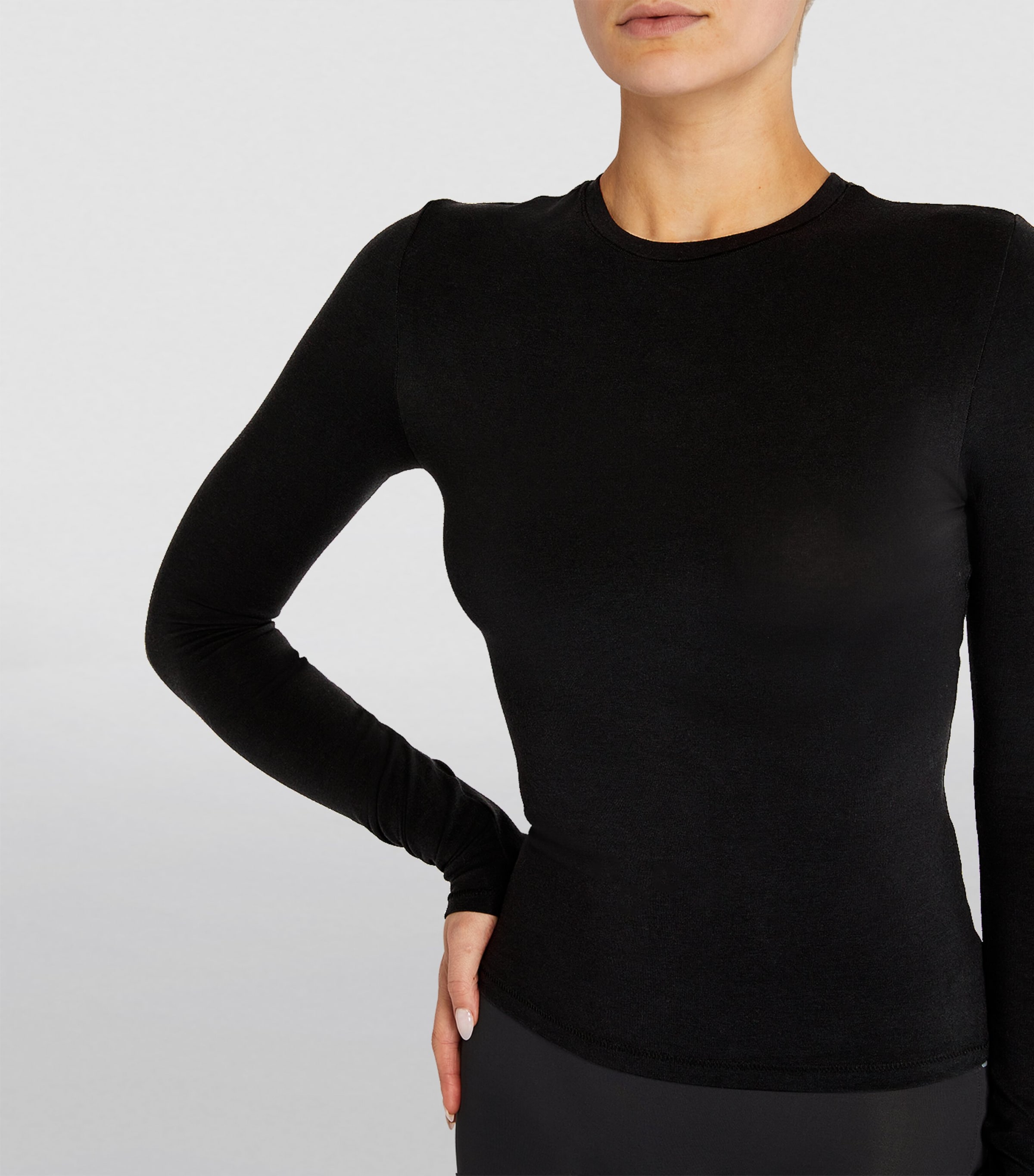 Skims Black Cotton Jersey Long-Sleeved T-Shirt | Harrods NL