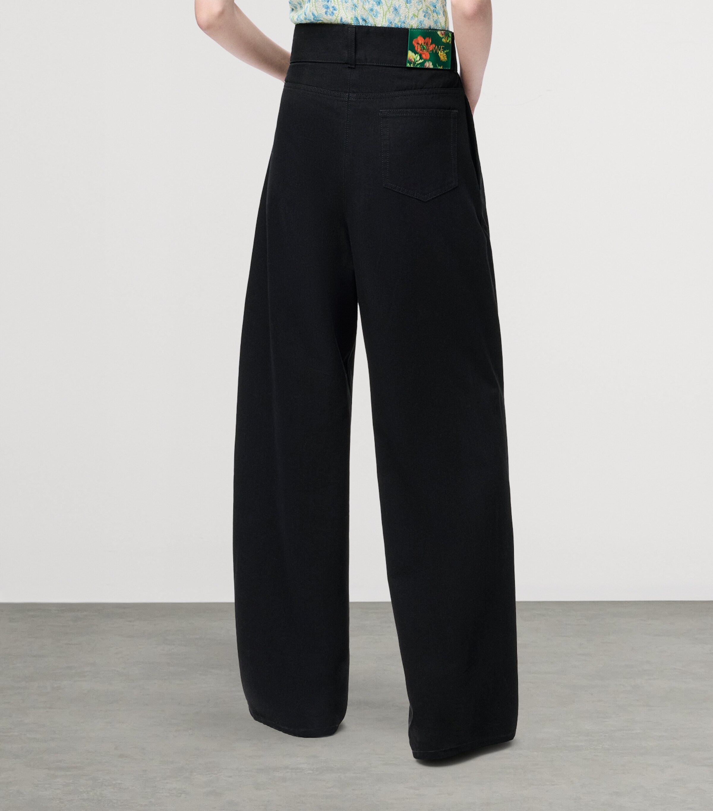LOEWE Black Wrap Wide-Leg Jeans | Harrods SG