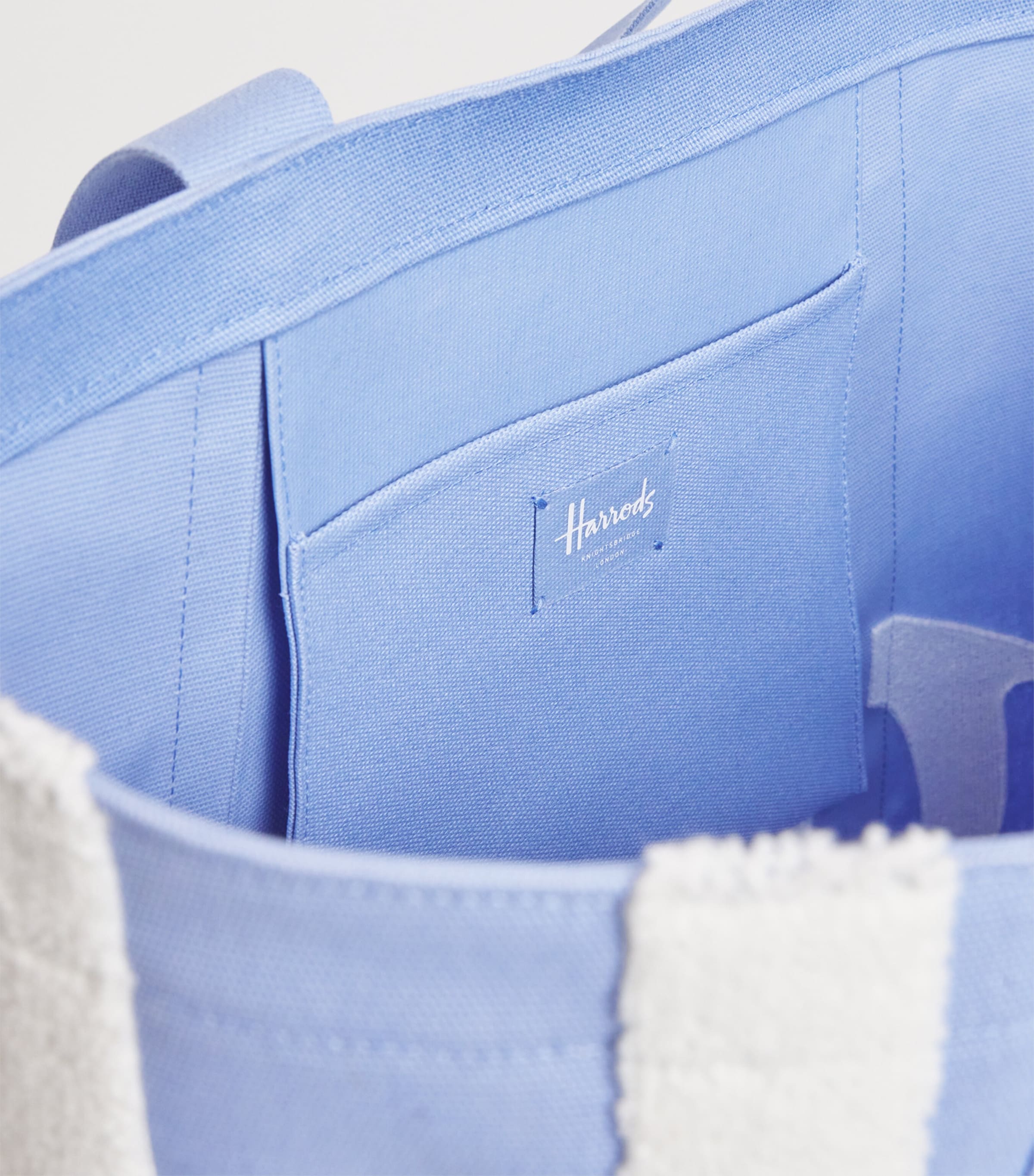Harrods Blue Large Cotton Logo Tote Bag | Harrods SG