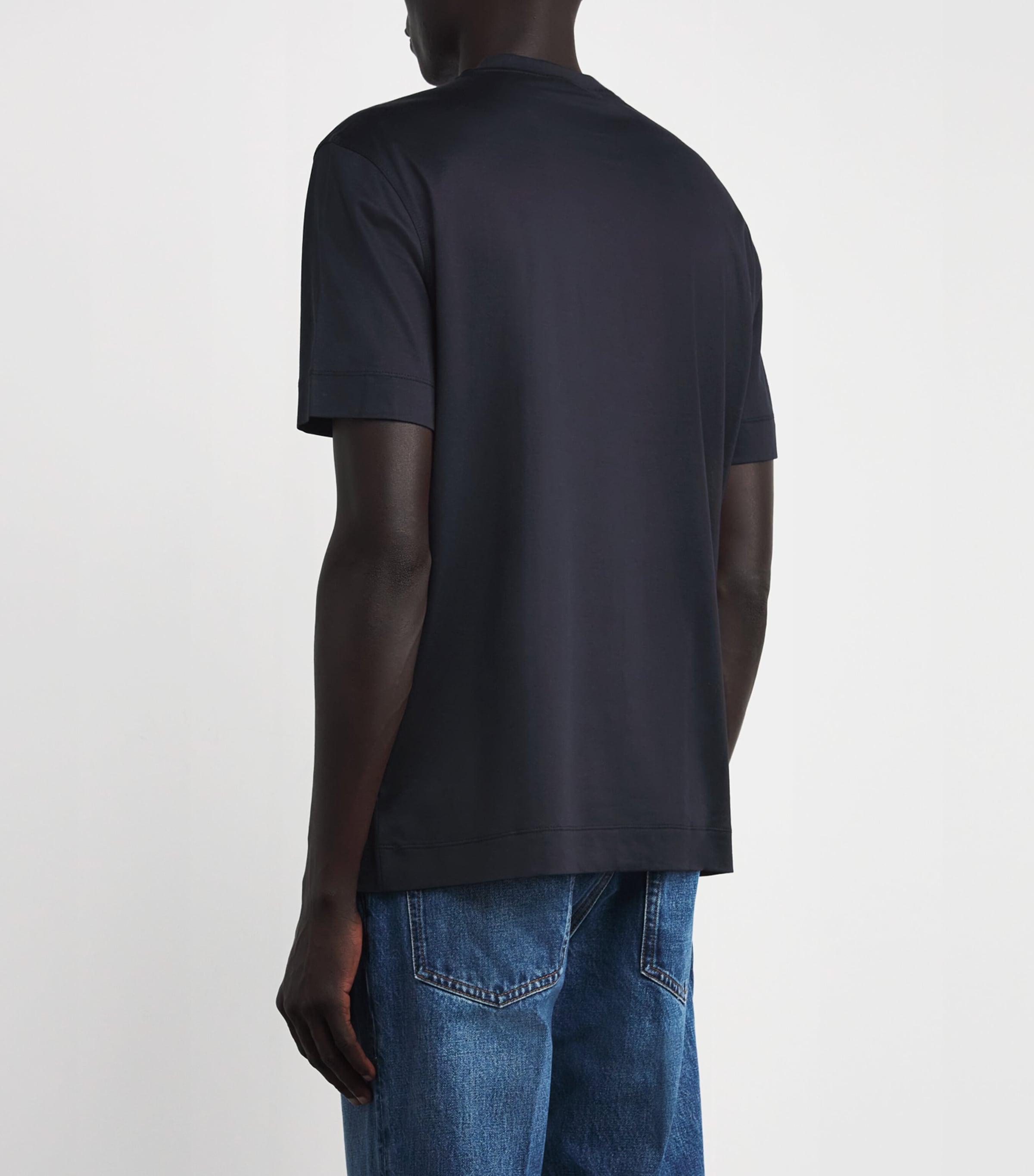 Emporio Armani Blue Jersey Embossed-Logo T-Shirt | Harrods US
