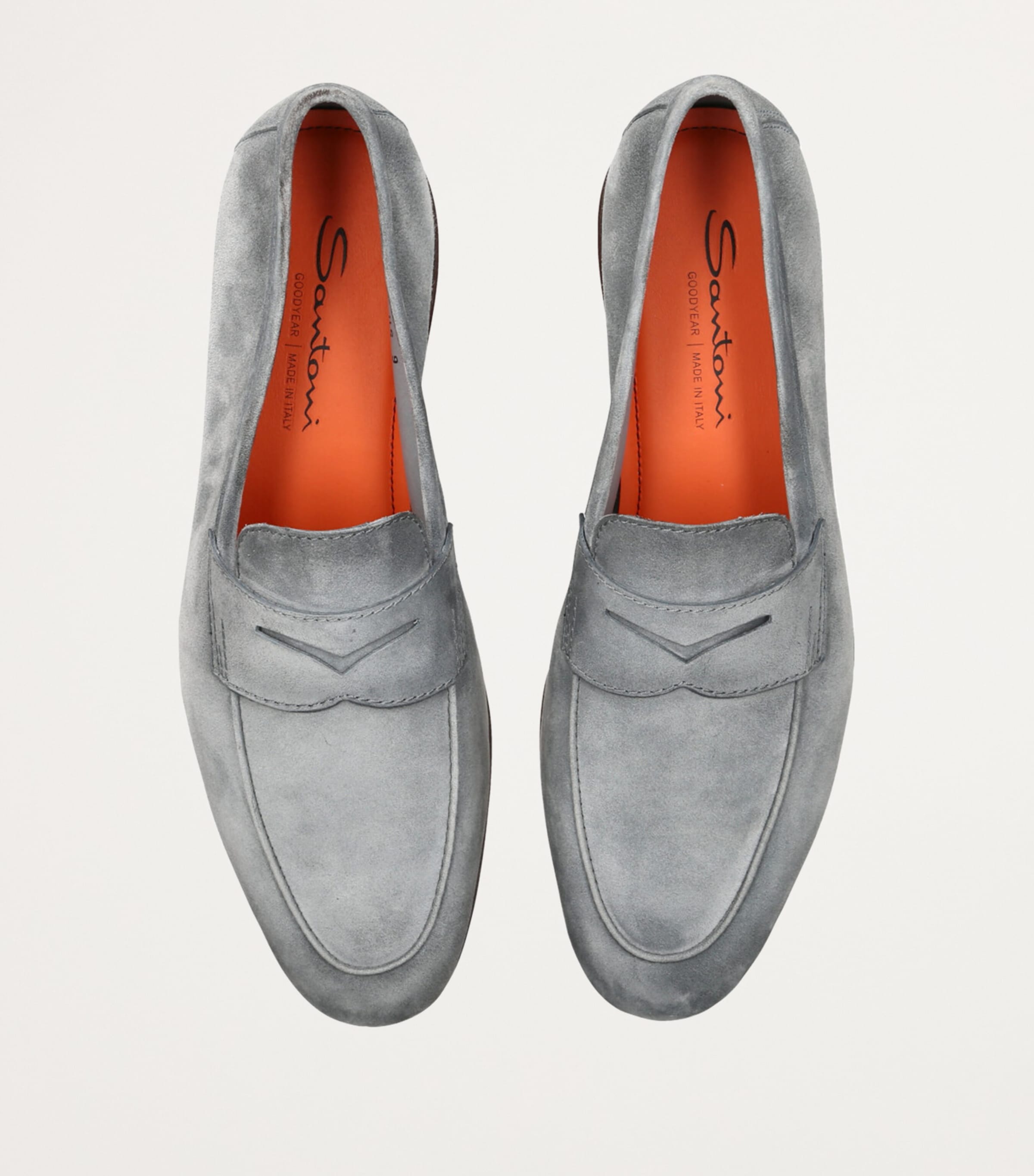 Santoni Blue Suede Carlo Penny Loafers | Harrods US