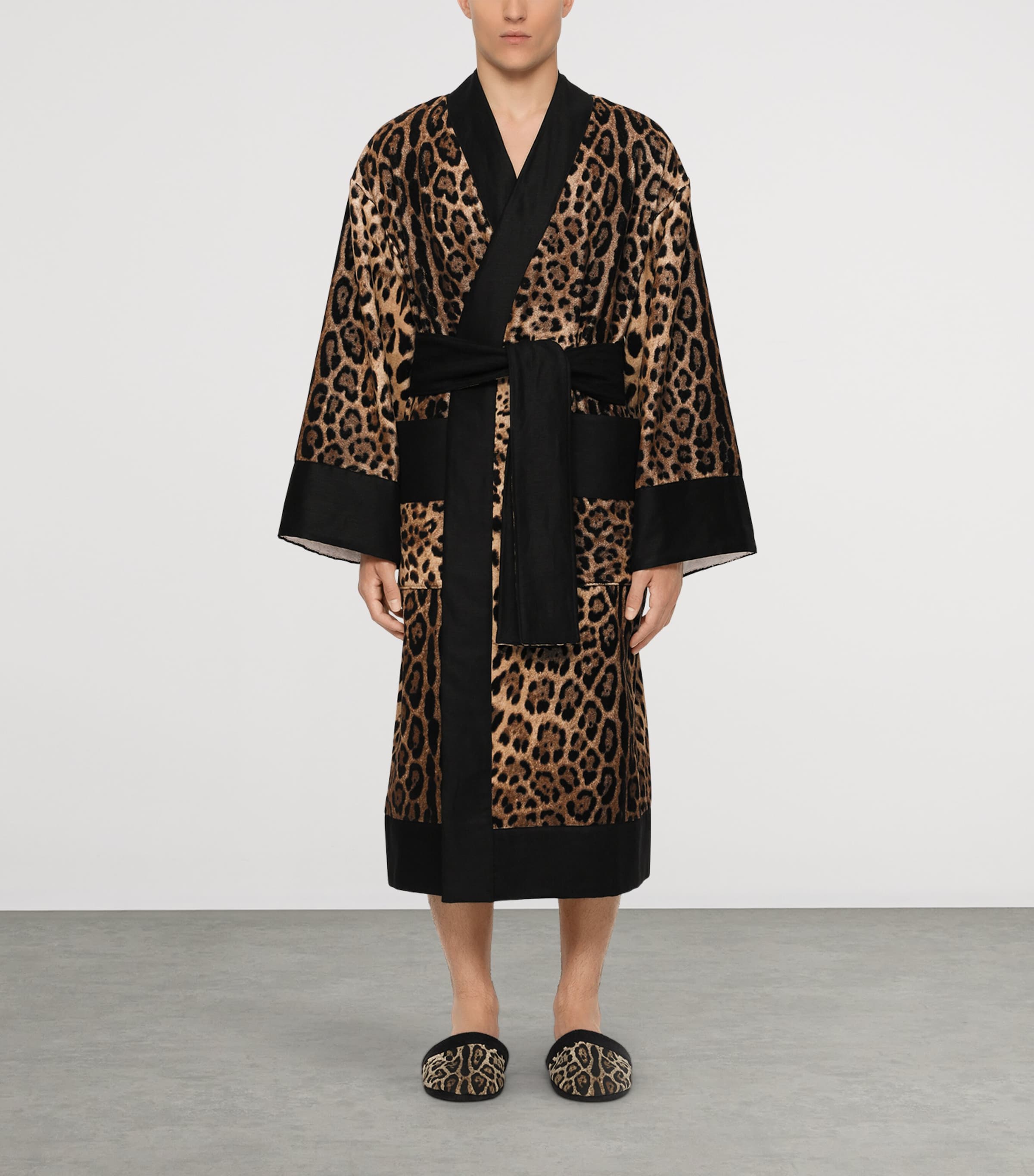 Dolce & Gabbana Casa Multi Terry Cotton Leopard Print Robe | Harrods UK