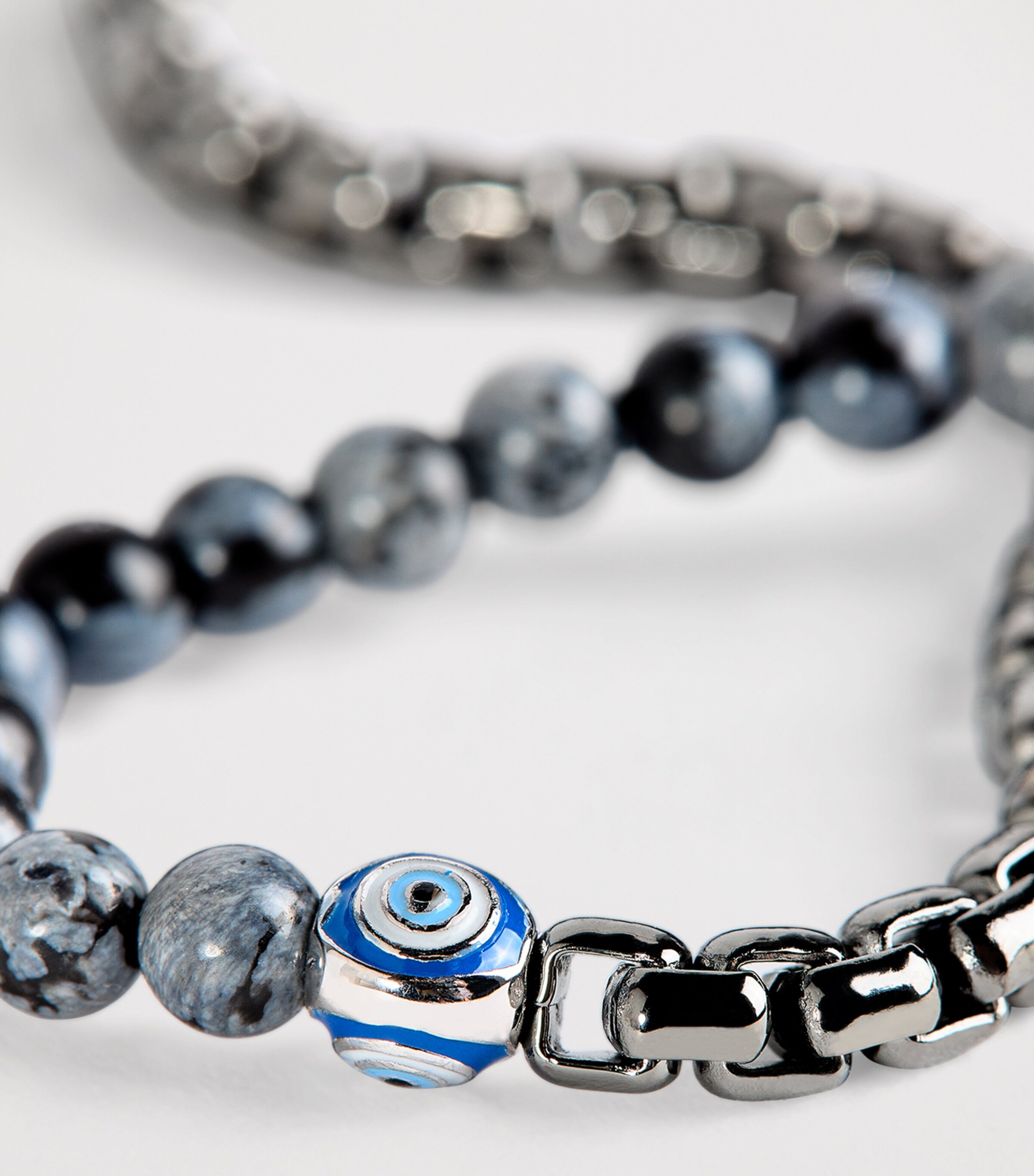 Tateossian Sterling Silver and Obsidian Sennit Box Evil Eye Bracelet ...