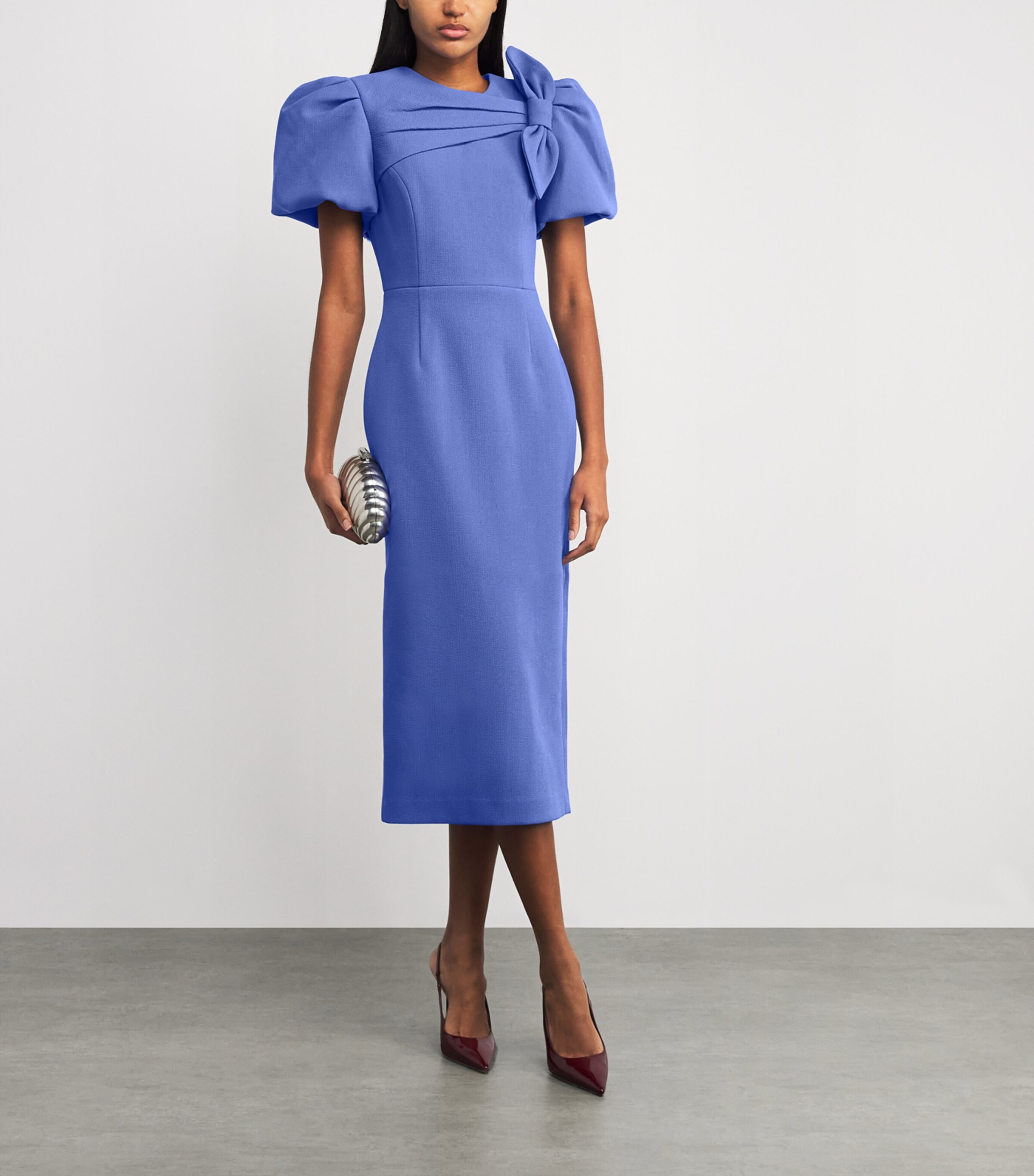 Rebecca Vallance Purple Bow-Detail Violette Midi Dress | Harrods CA