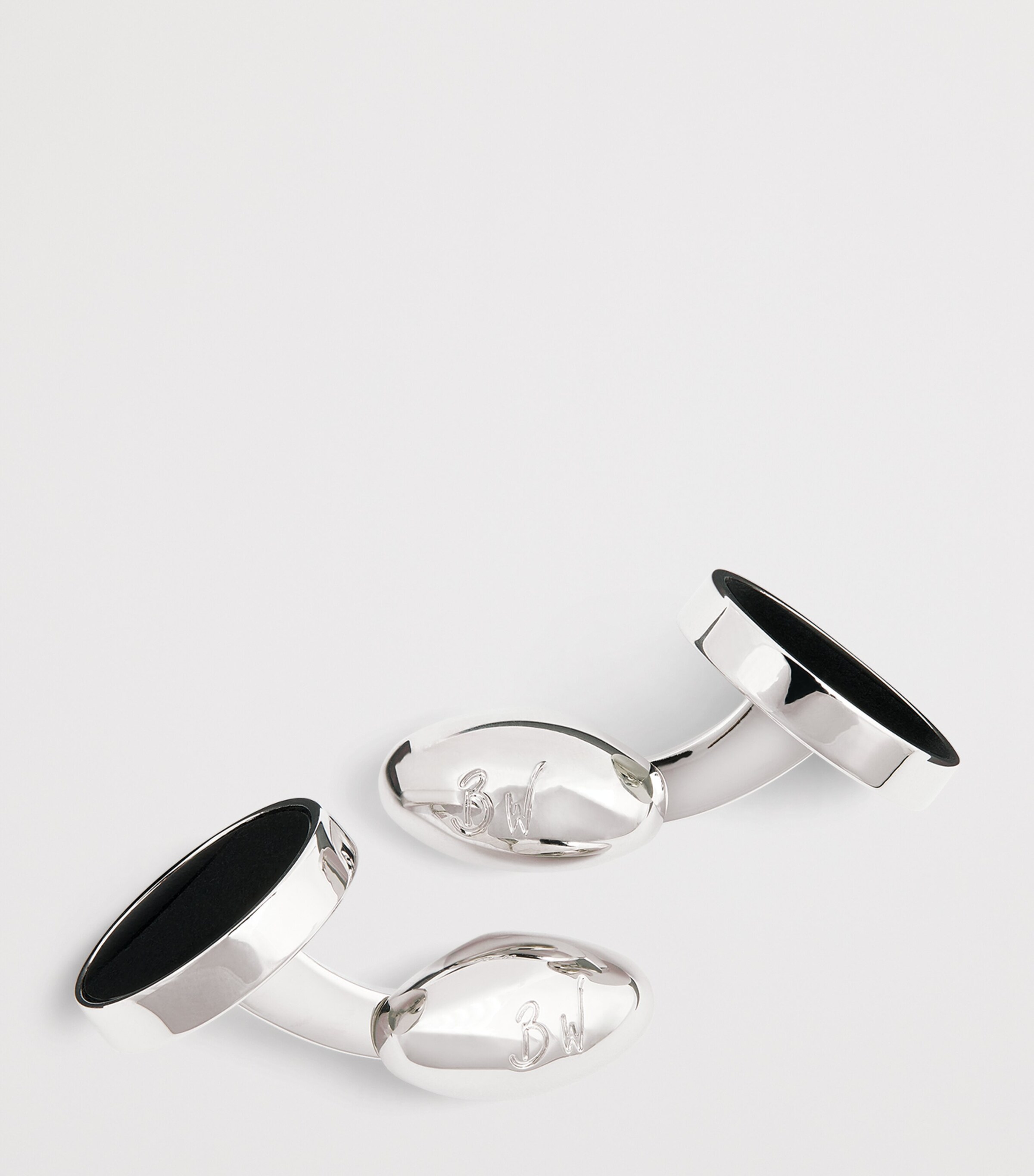 Babette Wasserman Rhodium-Plated Deco Onyx Cufflinks | Harrods CA
