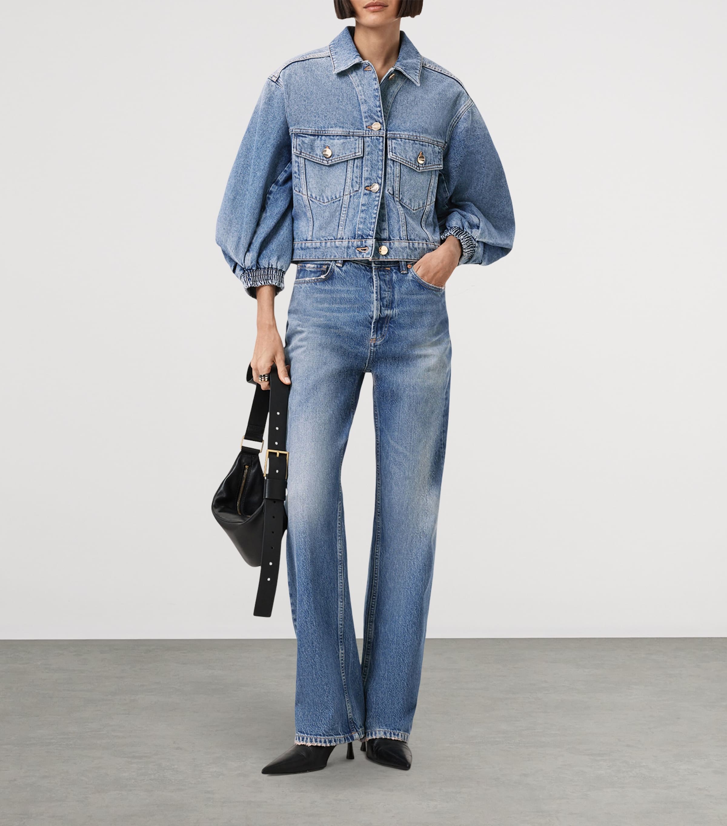 AllSaints Blue Organic Cotton Luca Denim Jacket | Harrods US