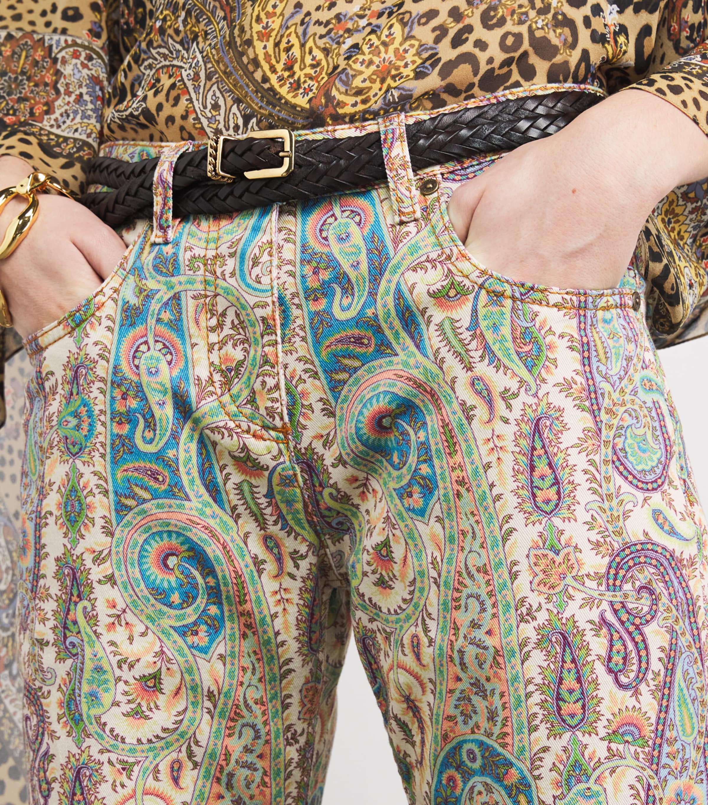 Etro Multi Paisley Wide-Leg Jeans | Harrods US