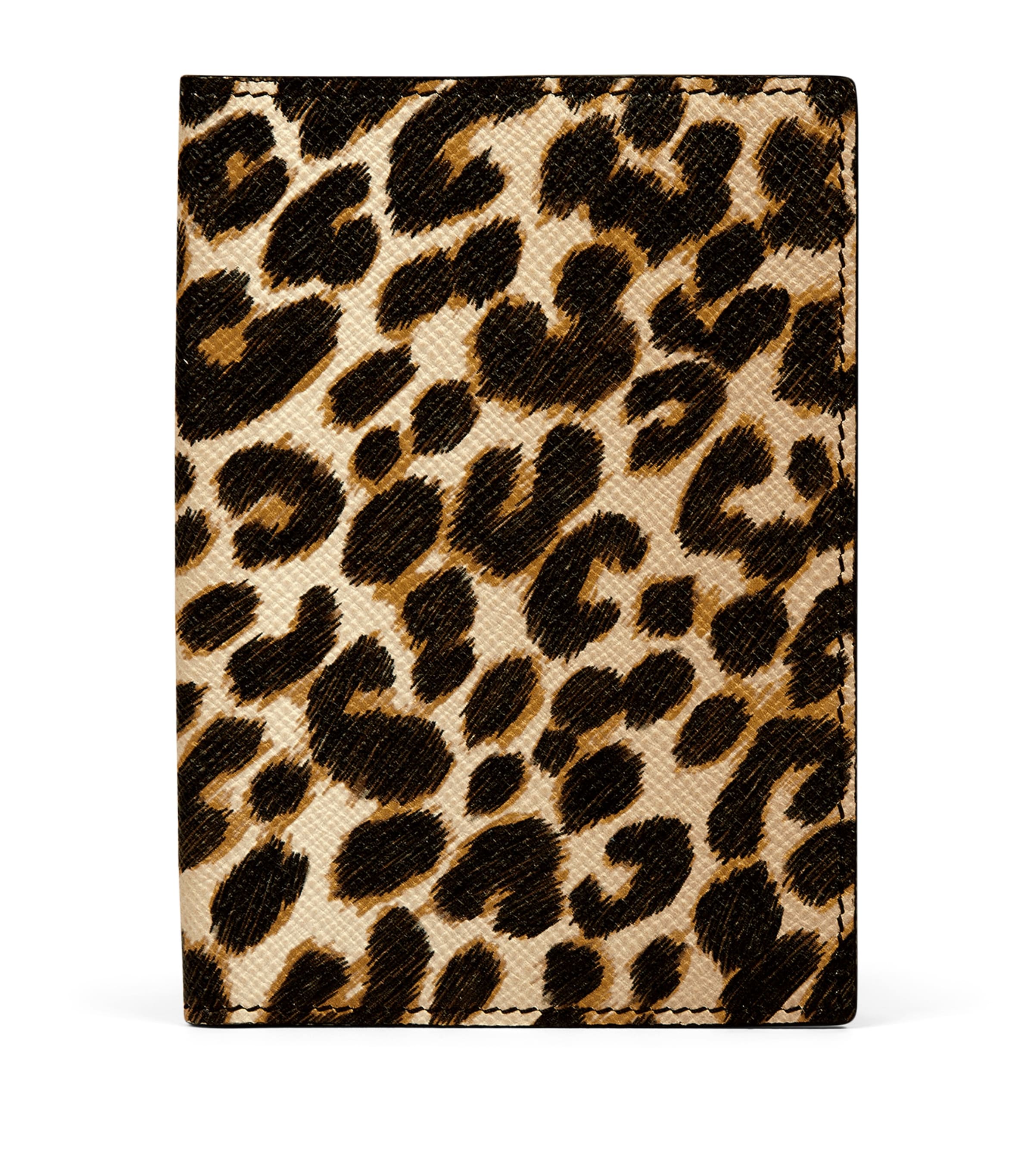 Smythson Brown Panama Leather Leopard Print Passport Cover | Harrods US