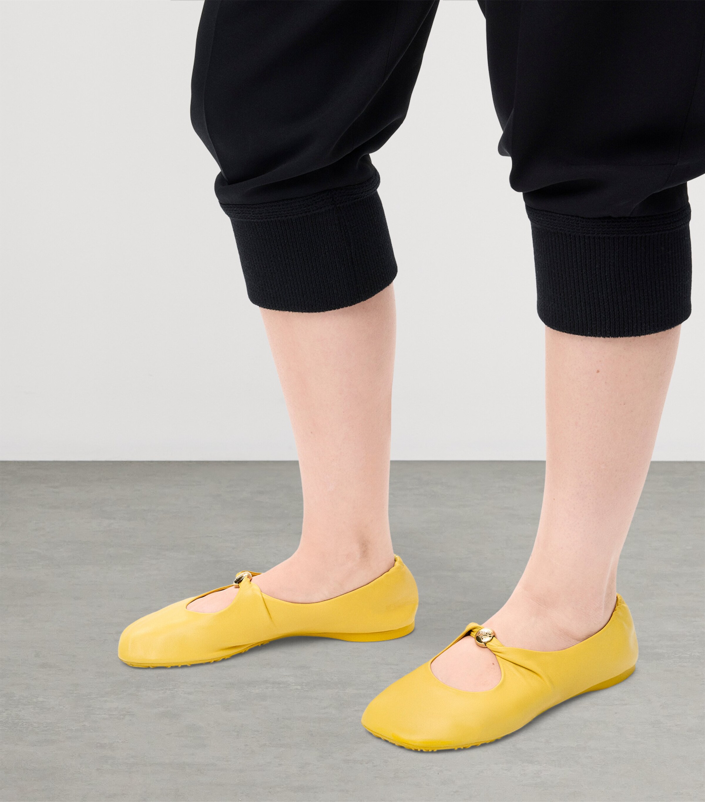 LOEWE Yellow Lambskin Pebble Soft Ballet Flats | Harrods US