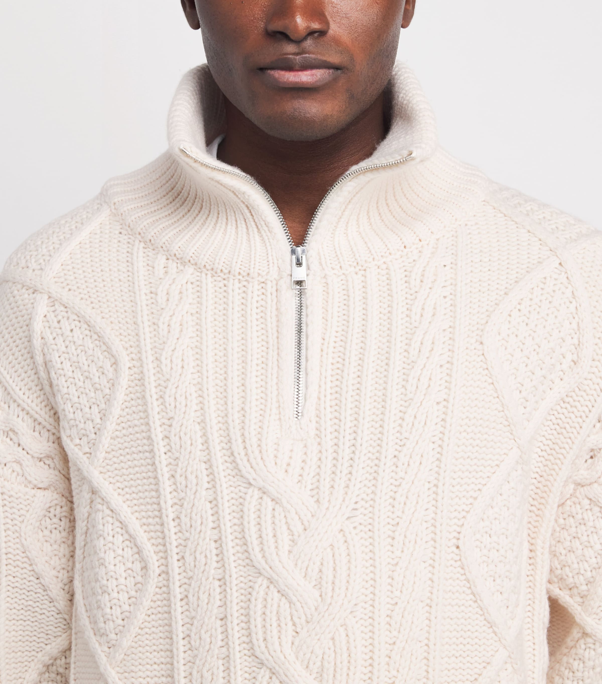 FRAME Ivory Wool-Cashmere Half-Zip Sweater | Harrods DE
