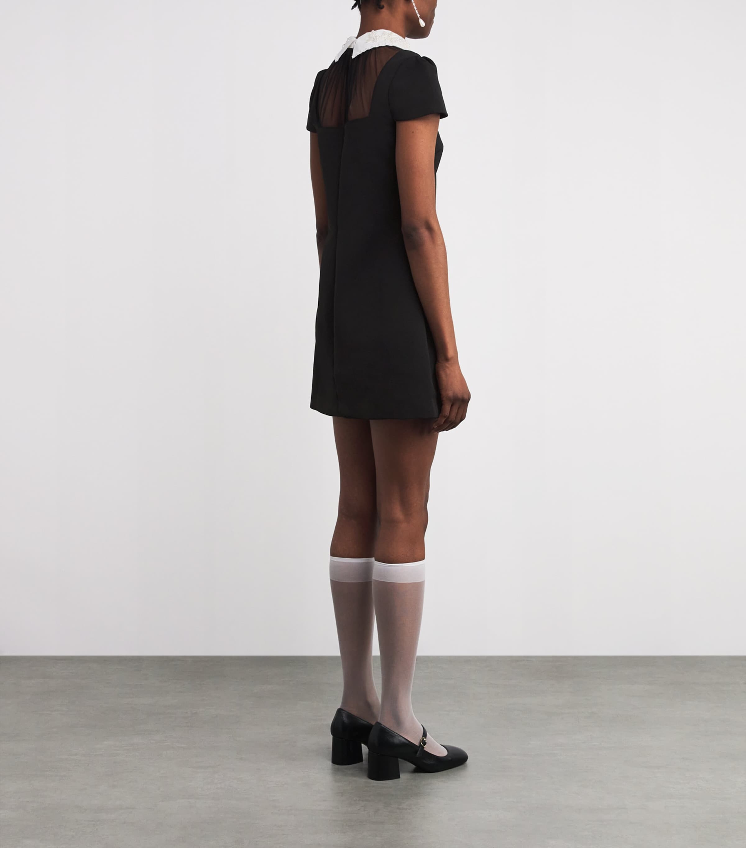 Self-Portrait Black Crepe Bow-Collar Mini Dress | Harrods SG