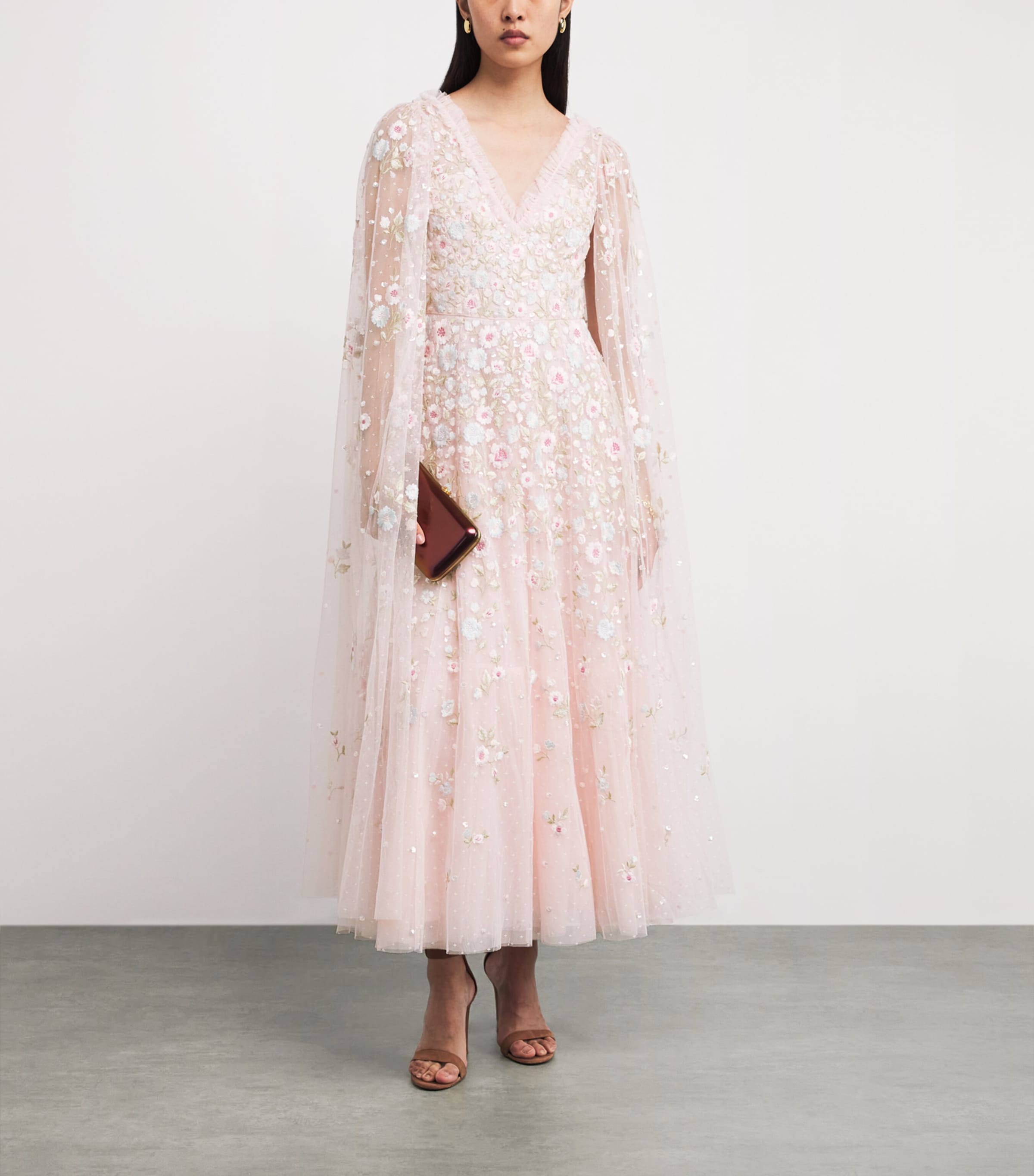 Needle & Thread Pink Cape-Detail Ethereal Blooms Maxi Dress | Harrods CH