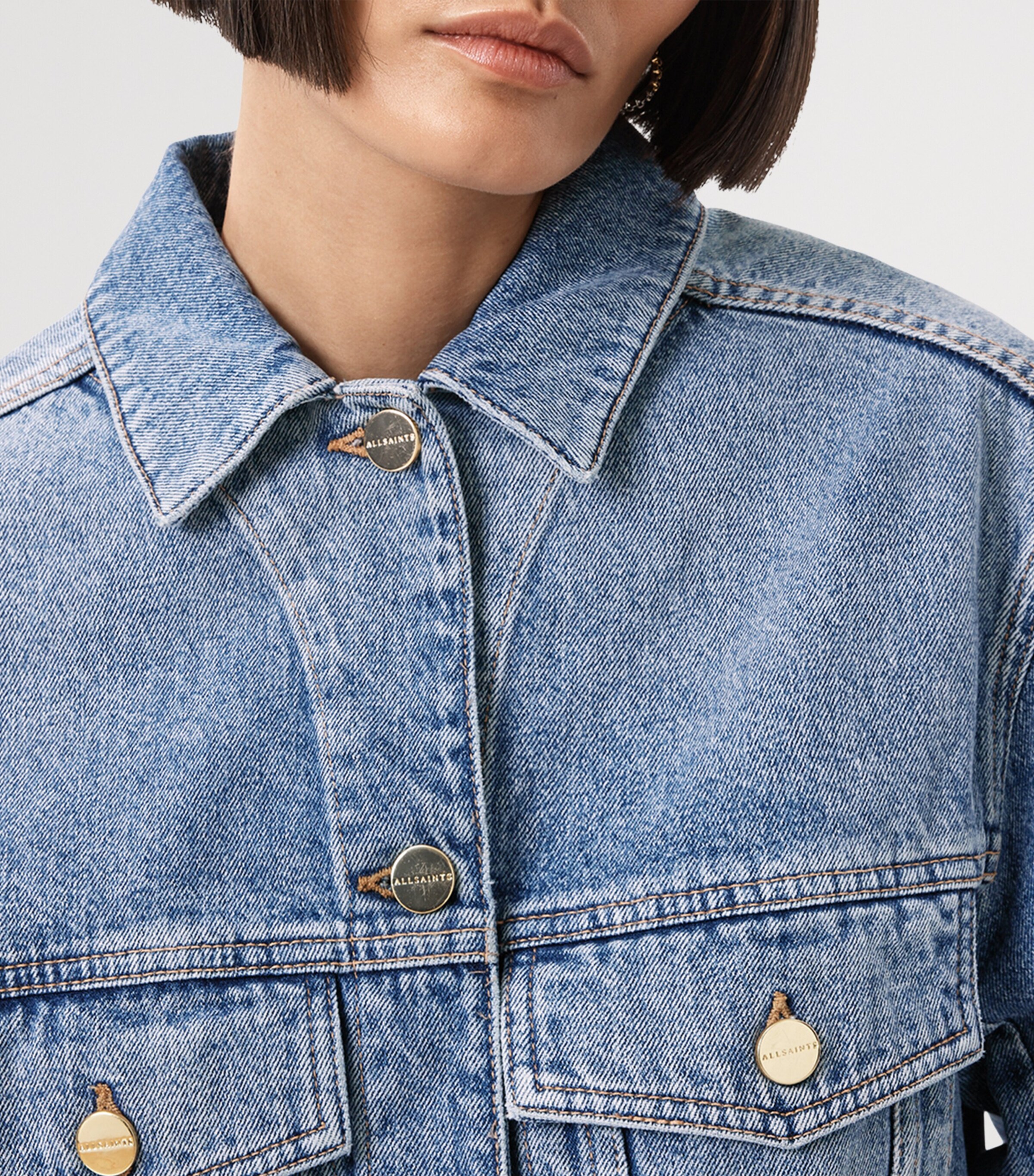 AllSaints Blue Organic Cotton Luca Denim Jacket | Harrods US