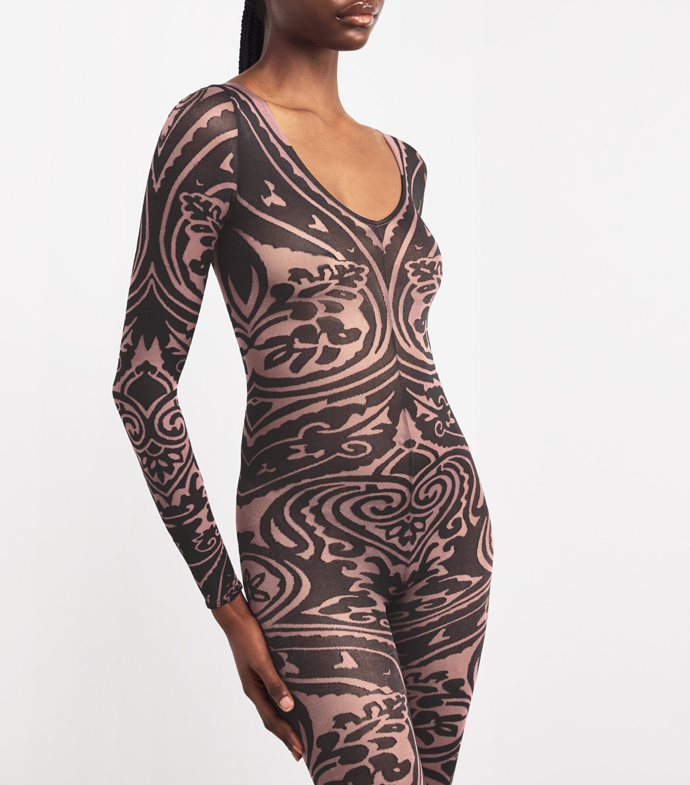 Wolford Brown x Etro Sheer Tattoo Catsuit | Harrods UK