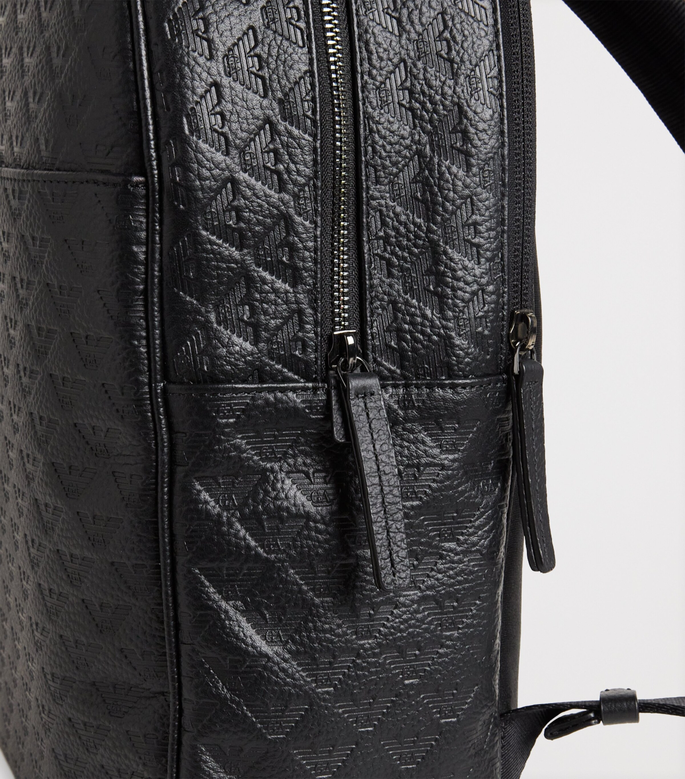 Emporio Armani Black Leather Embossed-Logo Backpack | Harrods CA