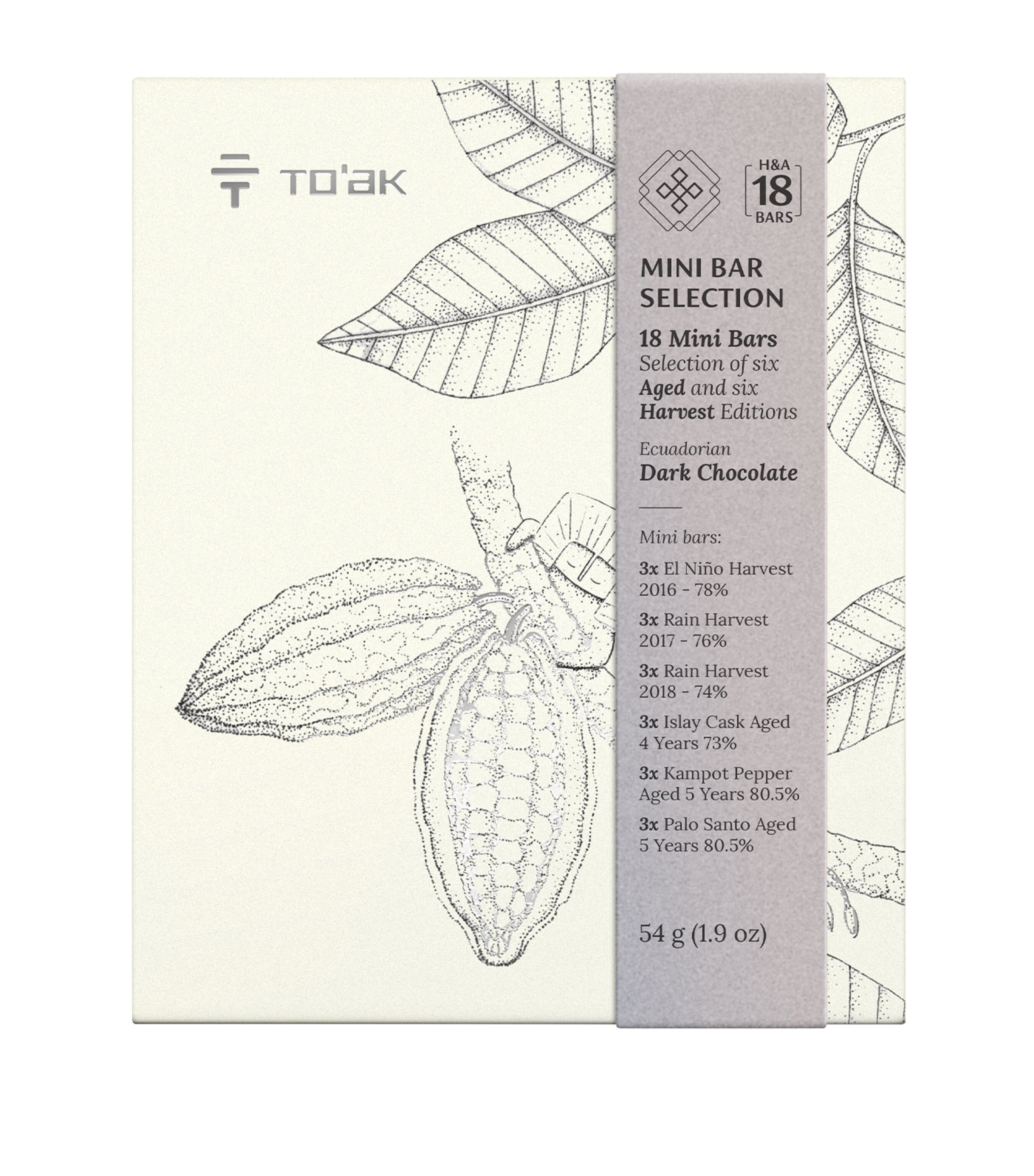 To'ak 18 Mini Dark Chocolate Bar Selection Harvest & Aged (54G ...