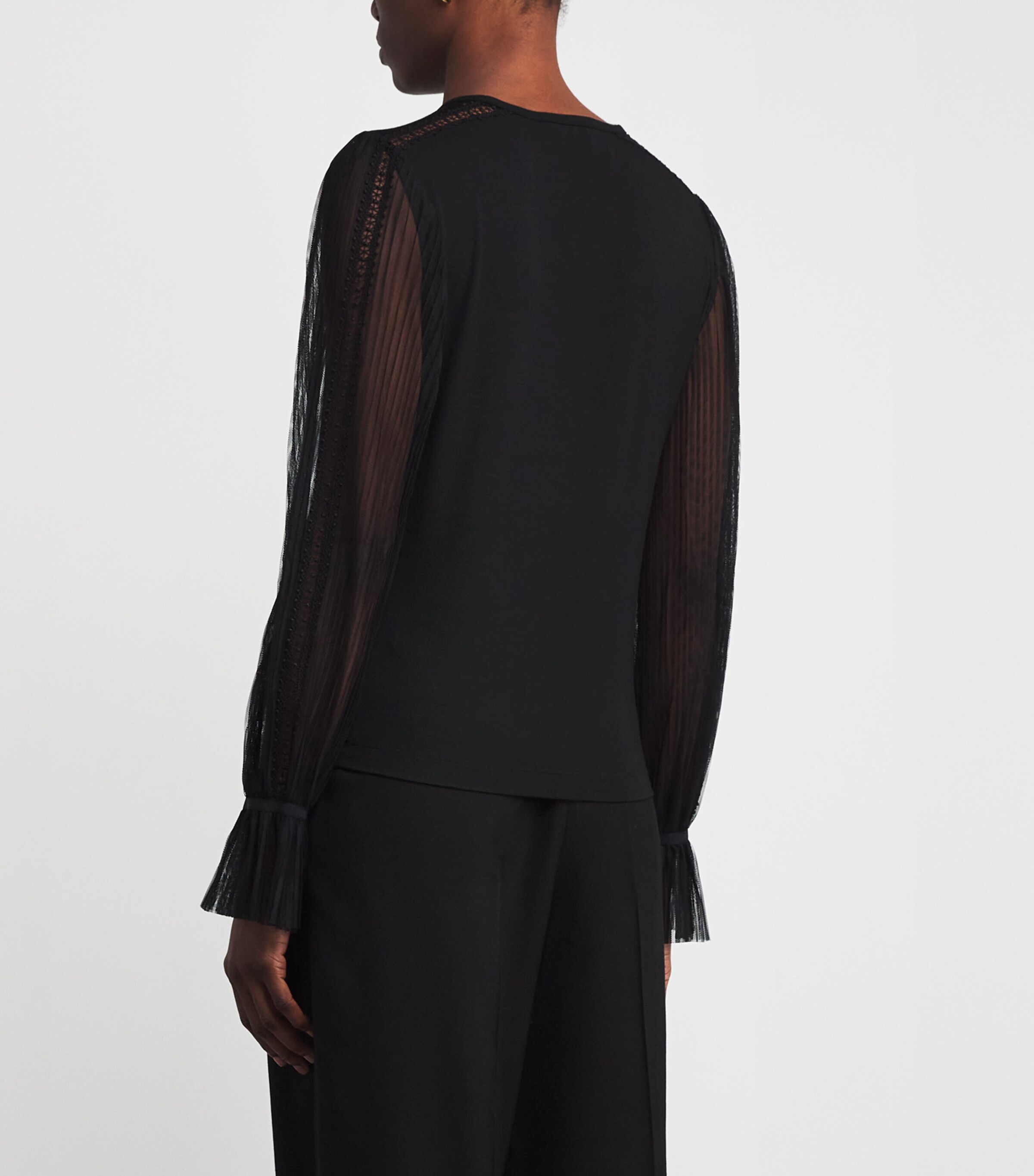 ME+EM Black Tulle-Sleeve Layering Blouse | Harrods CA