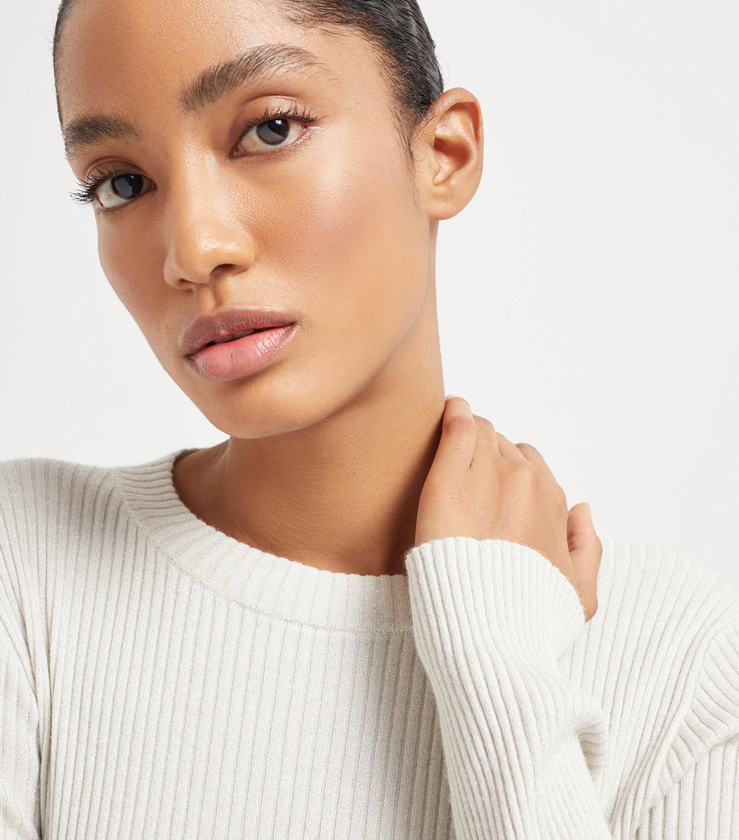 Brunello Cucinelli White Cashmere-Blend Sparkle Sweater | Harrods UK