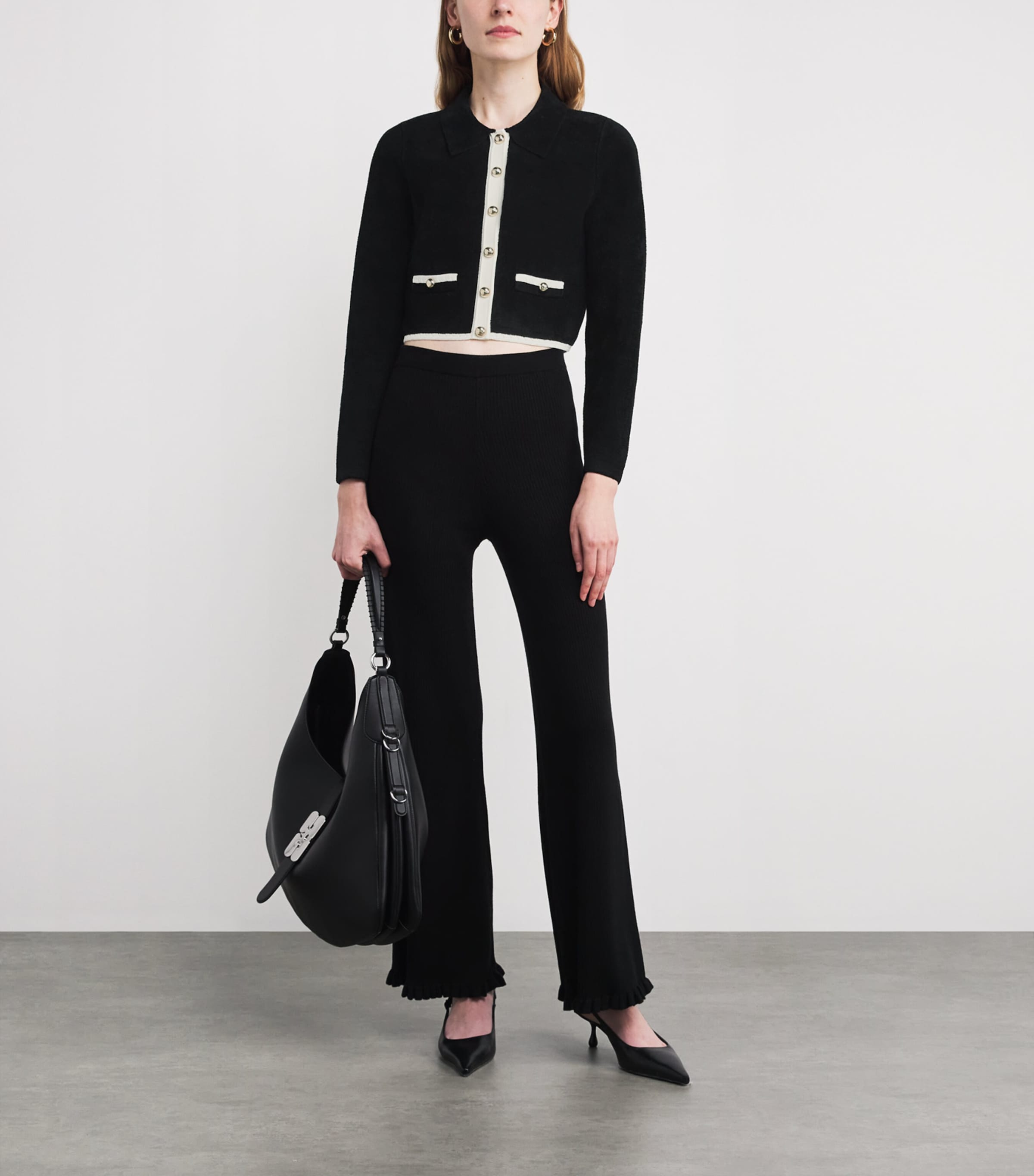 Sandro Paris Black Velvet Two-Tone Cardigan | Harrods CA