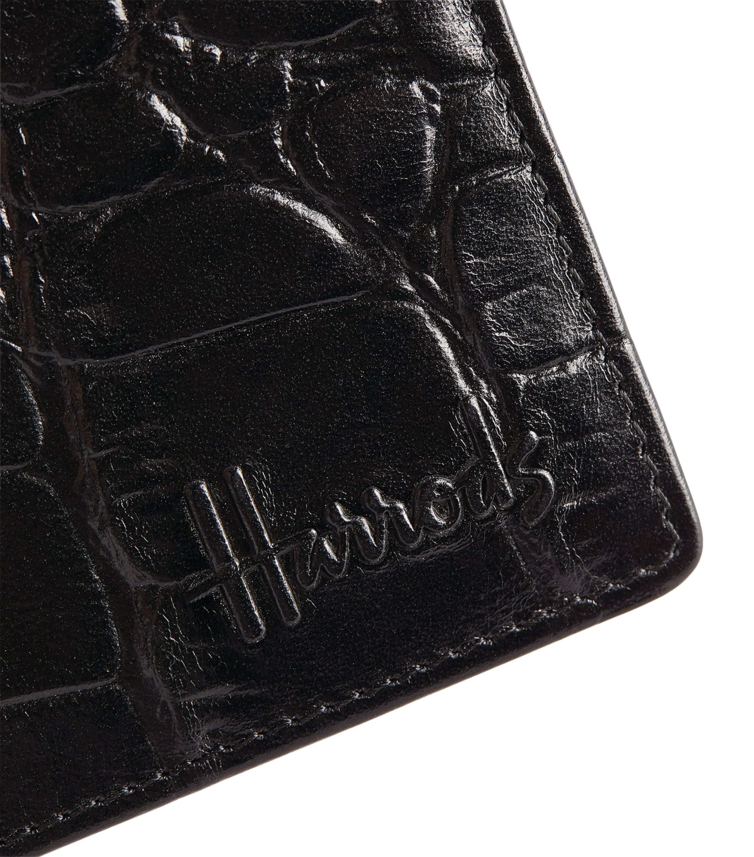 Harrods Neutral Croc-Embossed Wembley Bifold Wallet | Harrods UK