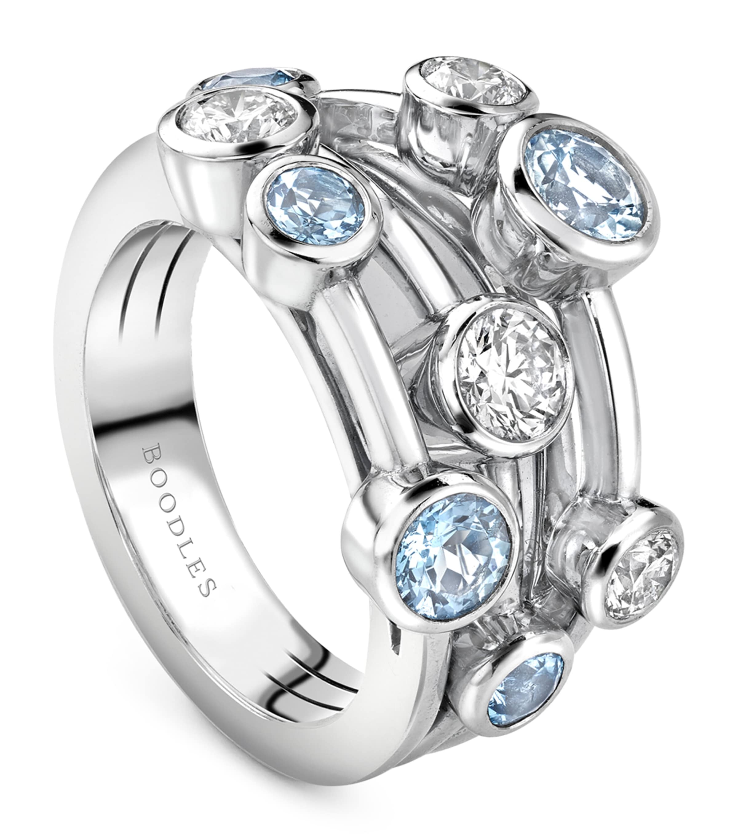 Boodles Platinum, Diamond and Aquamarine Raindance Cluster Ring ...