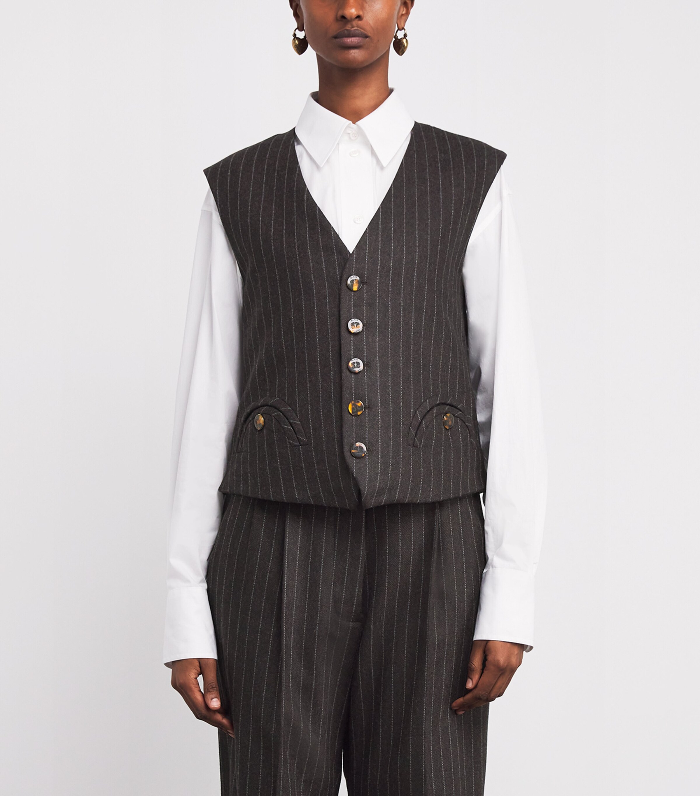Blazé Milano Brown Virgin Wool-Cashmere Lady Maud Waistcoat | Harrods CN