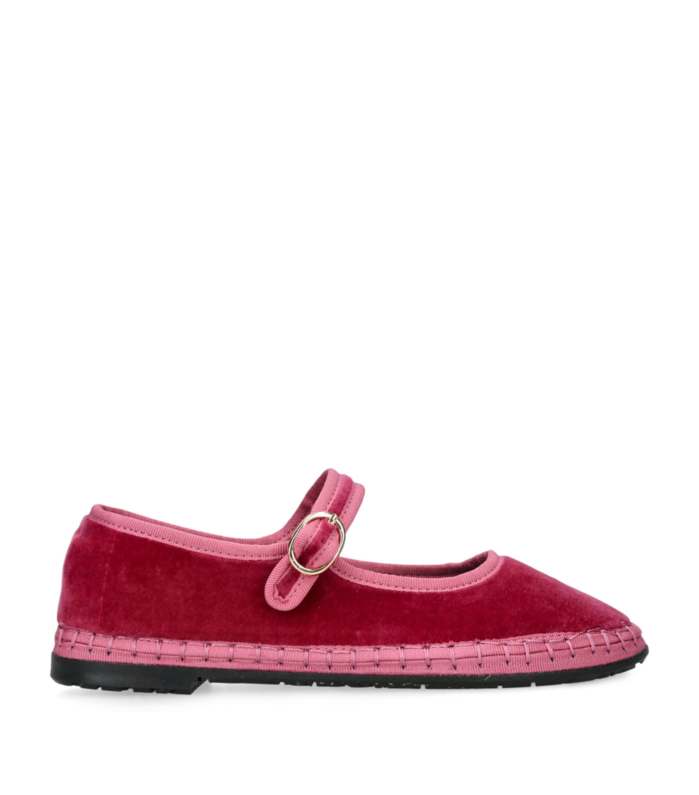 Flabelus Pink Velvet Frances Mary Janes | Harrods US