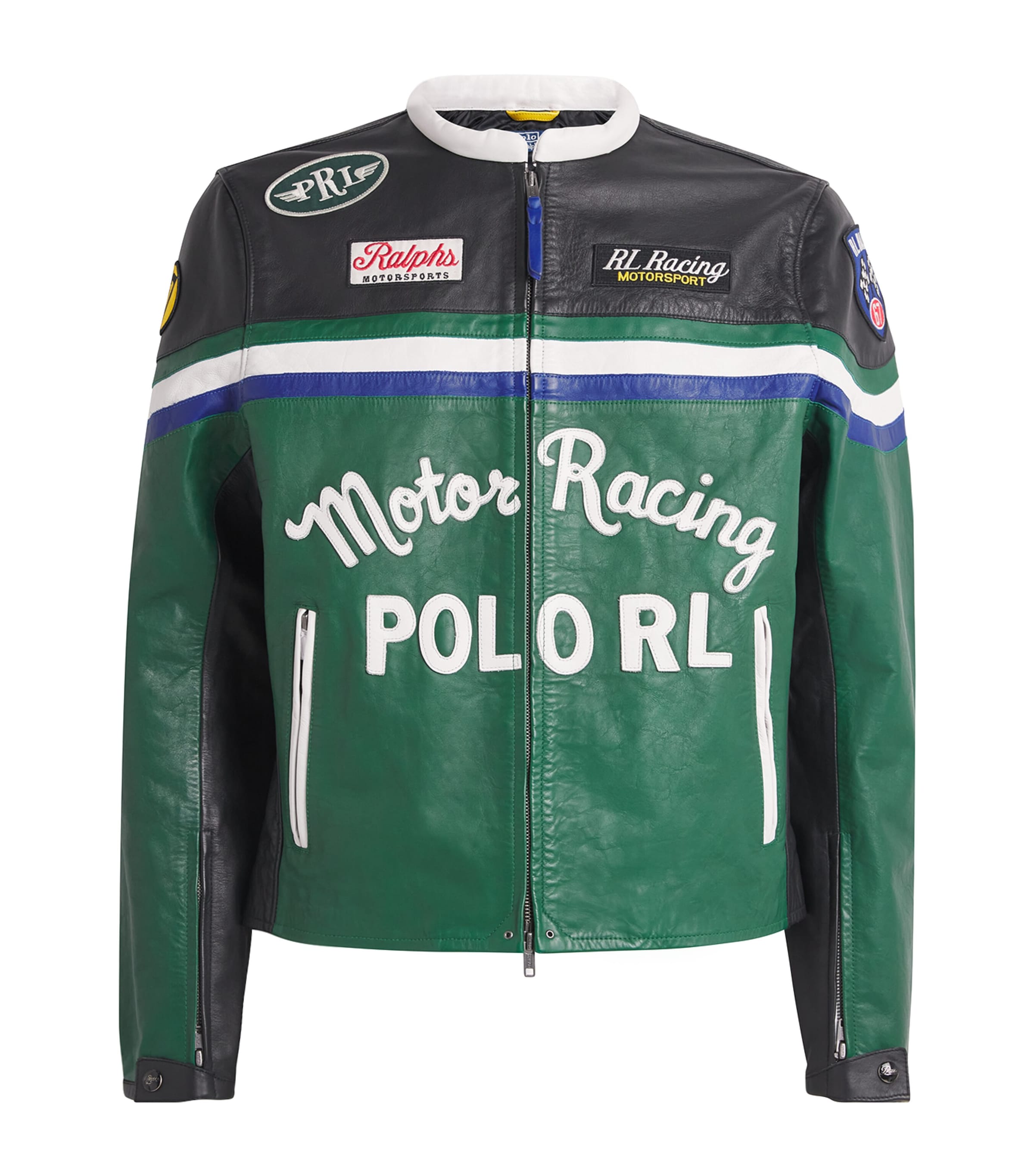Polo Ralph Lauren Green Leather Café Racer Jacket | Harrods US