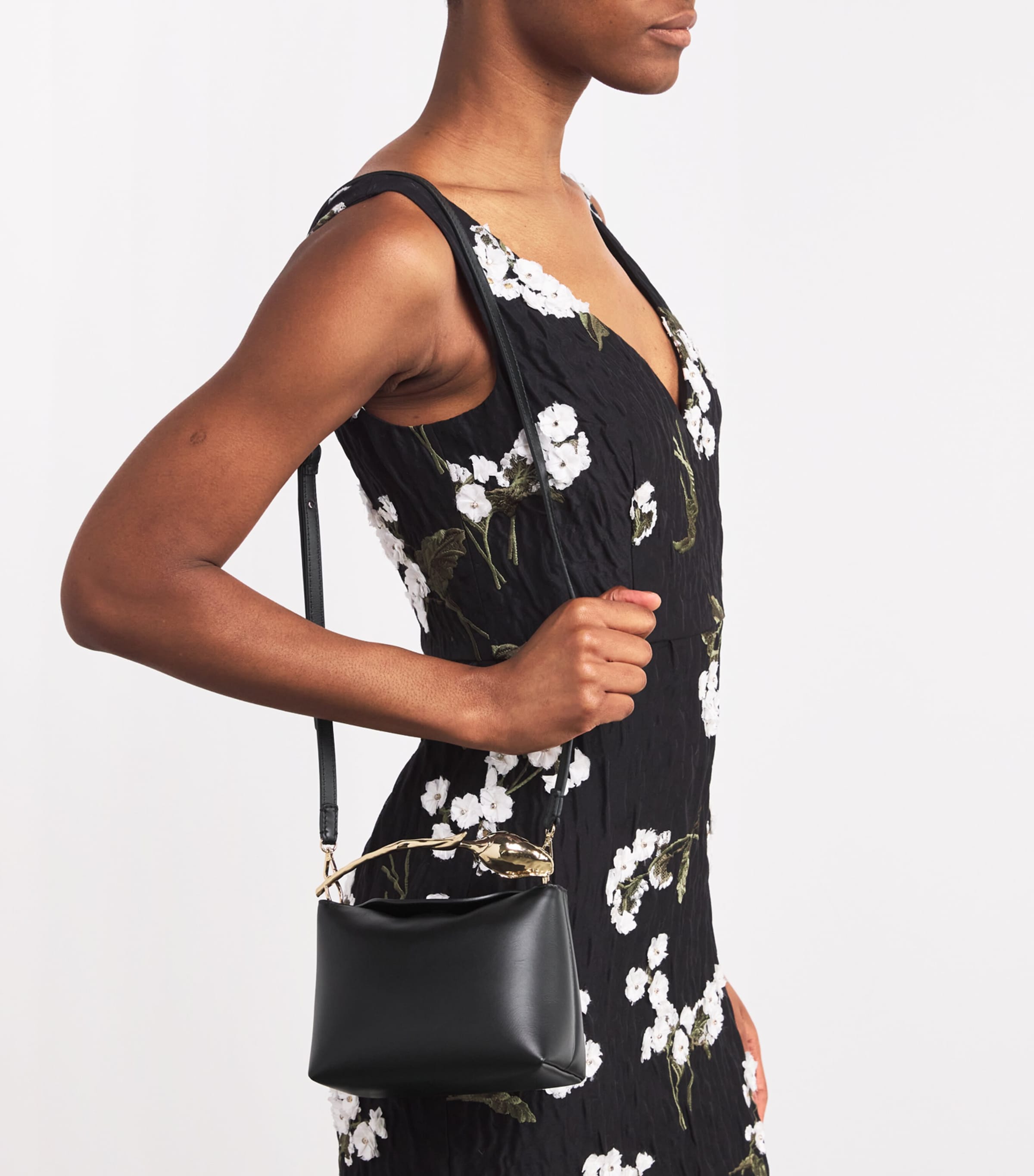 Erdem Black Mini Leather Bloom Top-Handle Bag | Harrods UK