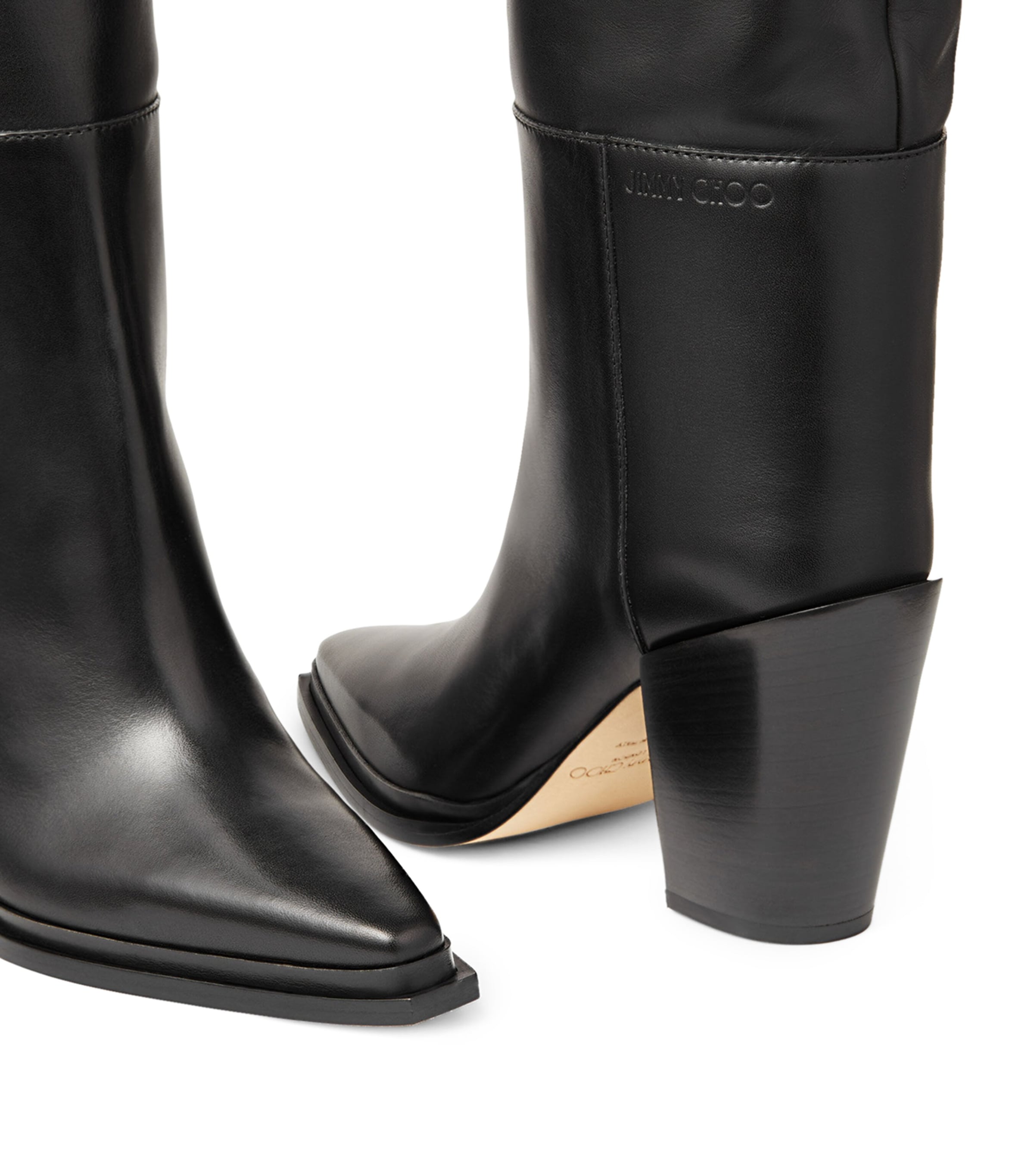 Jimmy Choo Black Cece 80 Leather Knee-High Boots | Harrods UK