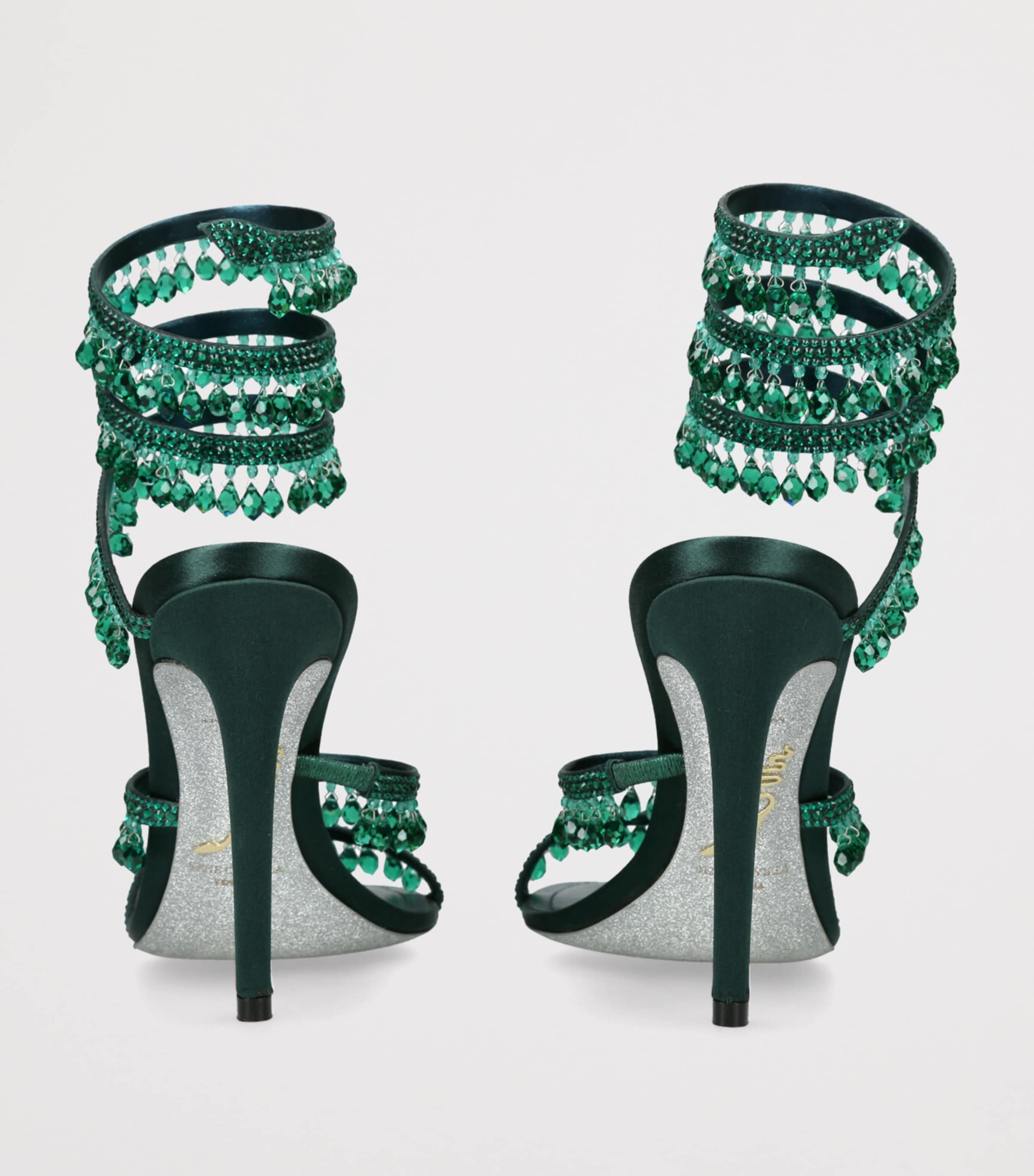 René Caovilla Green Embellished Chandelier Heels 105 | Harrods CA