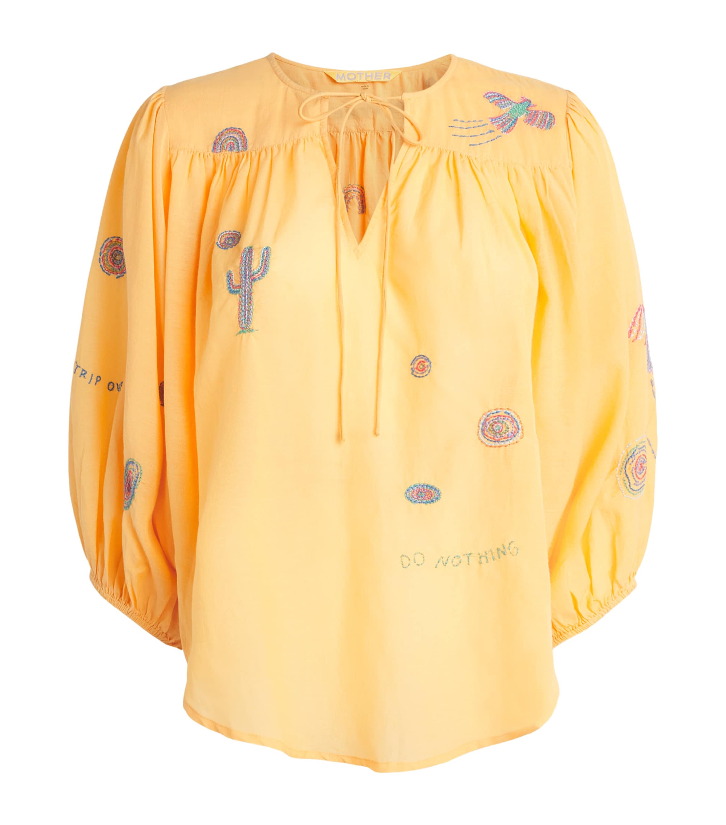 MOTHER Yellow Embroidered The Breeze Yoke Top | Harrods HK
