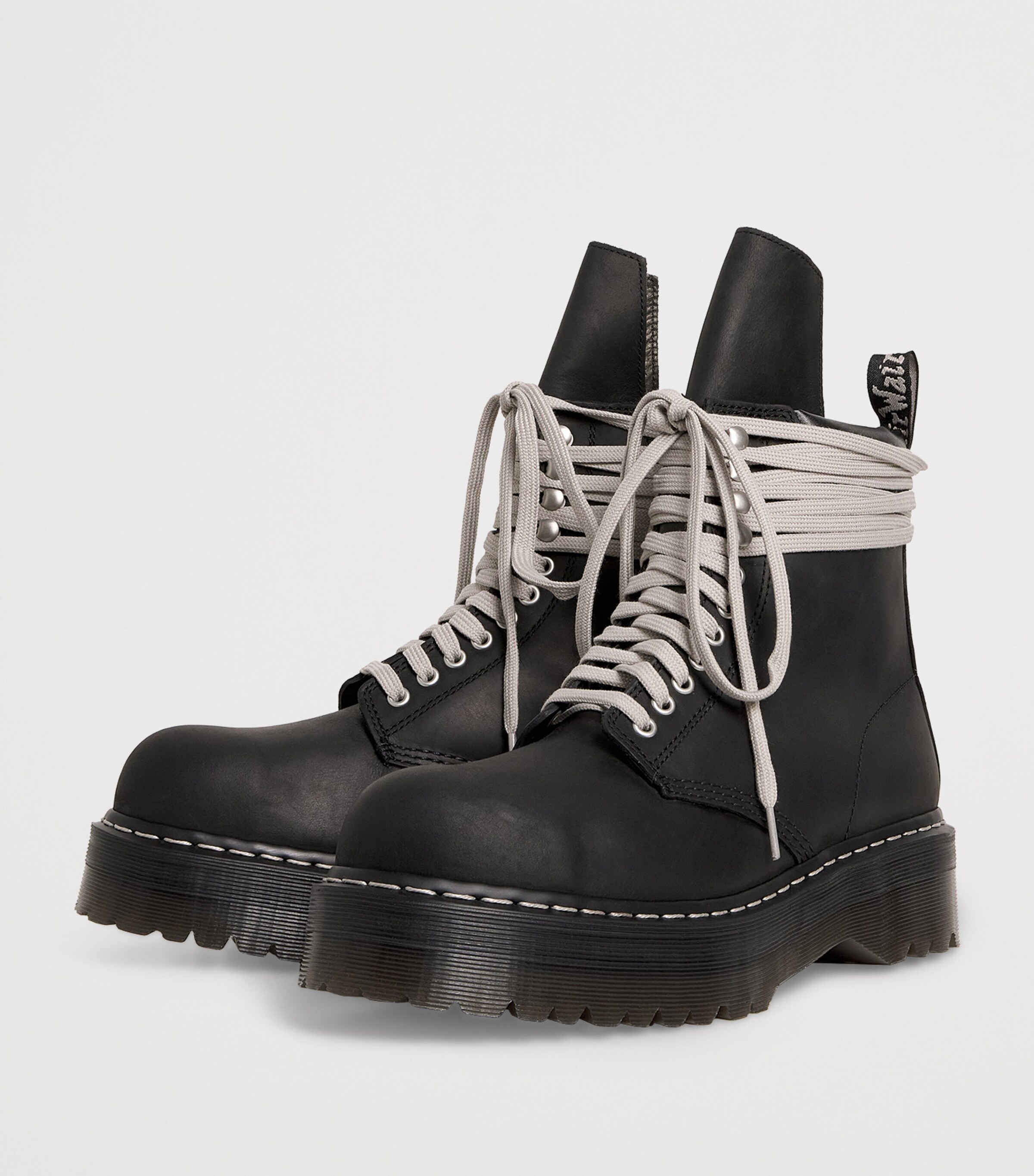 Rick Owens Black Rick Owens x Dr. Martens Leather Steel Toe Boots ...