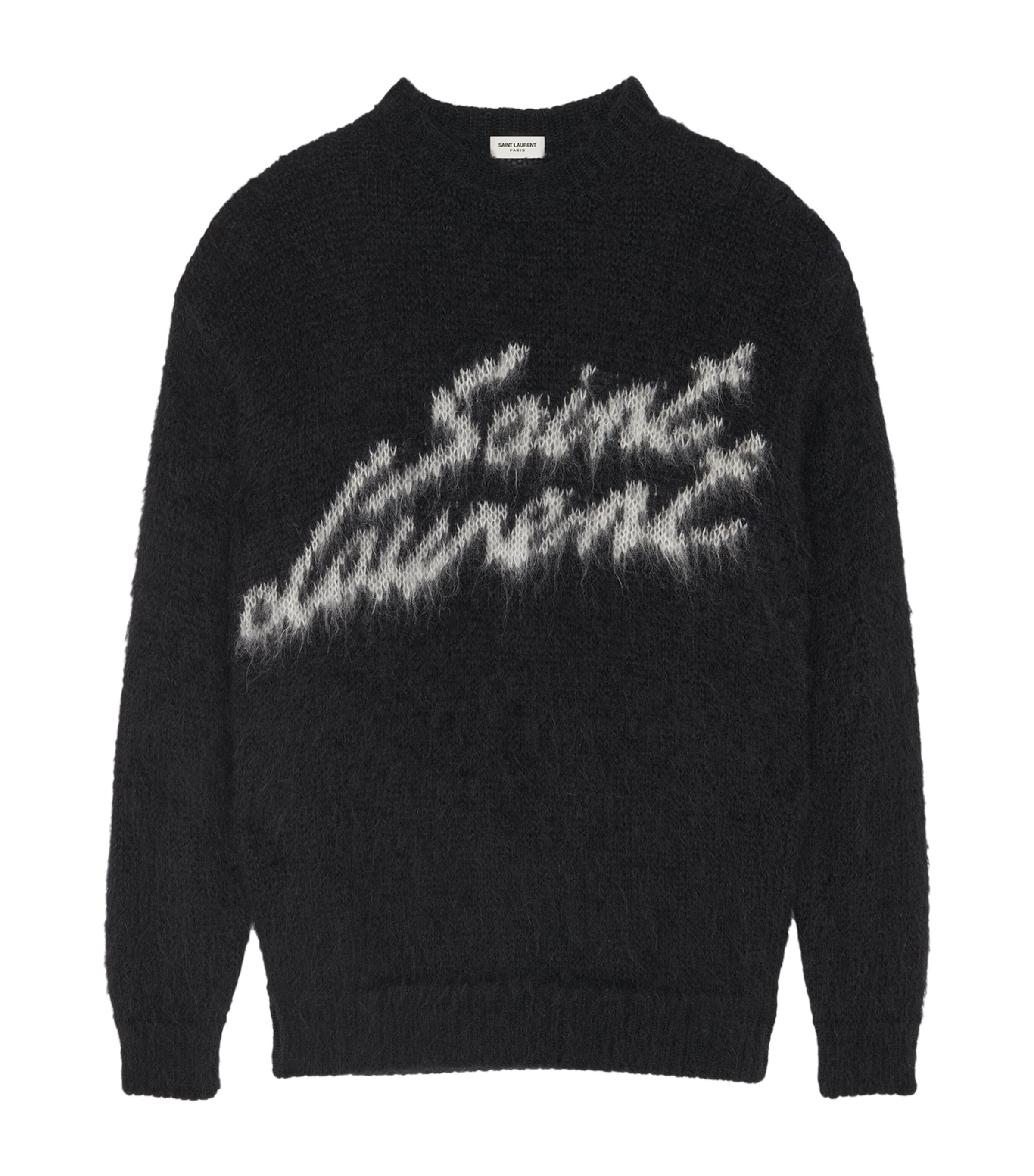 Saint Laurent Black Mohair-Wool Logo Sweater | Harrods US