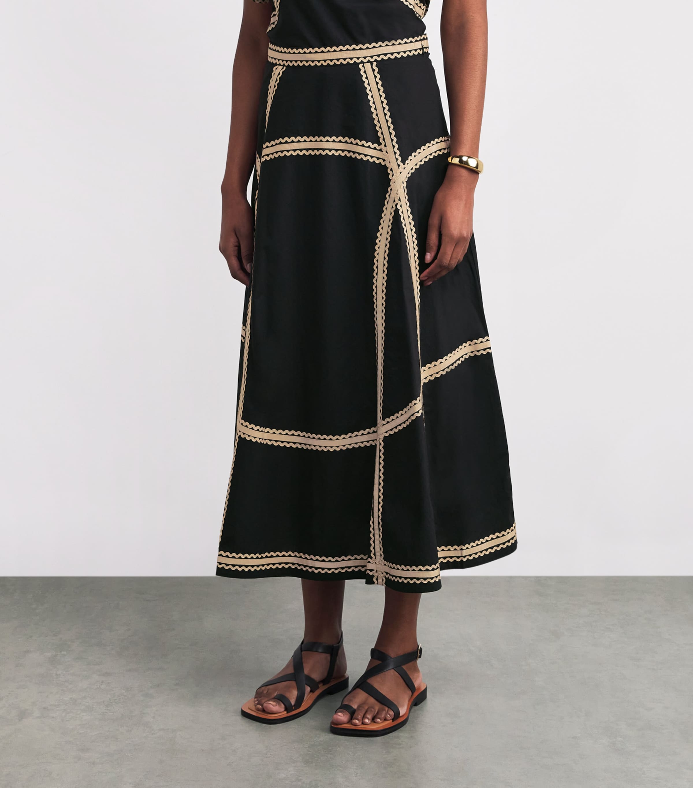 Ulla Johnson Black Cotton Norah Midi Skirt | Harrods SG