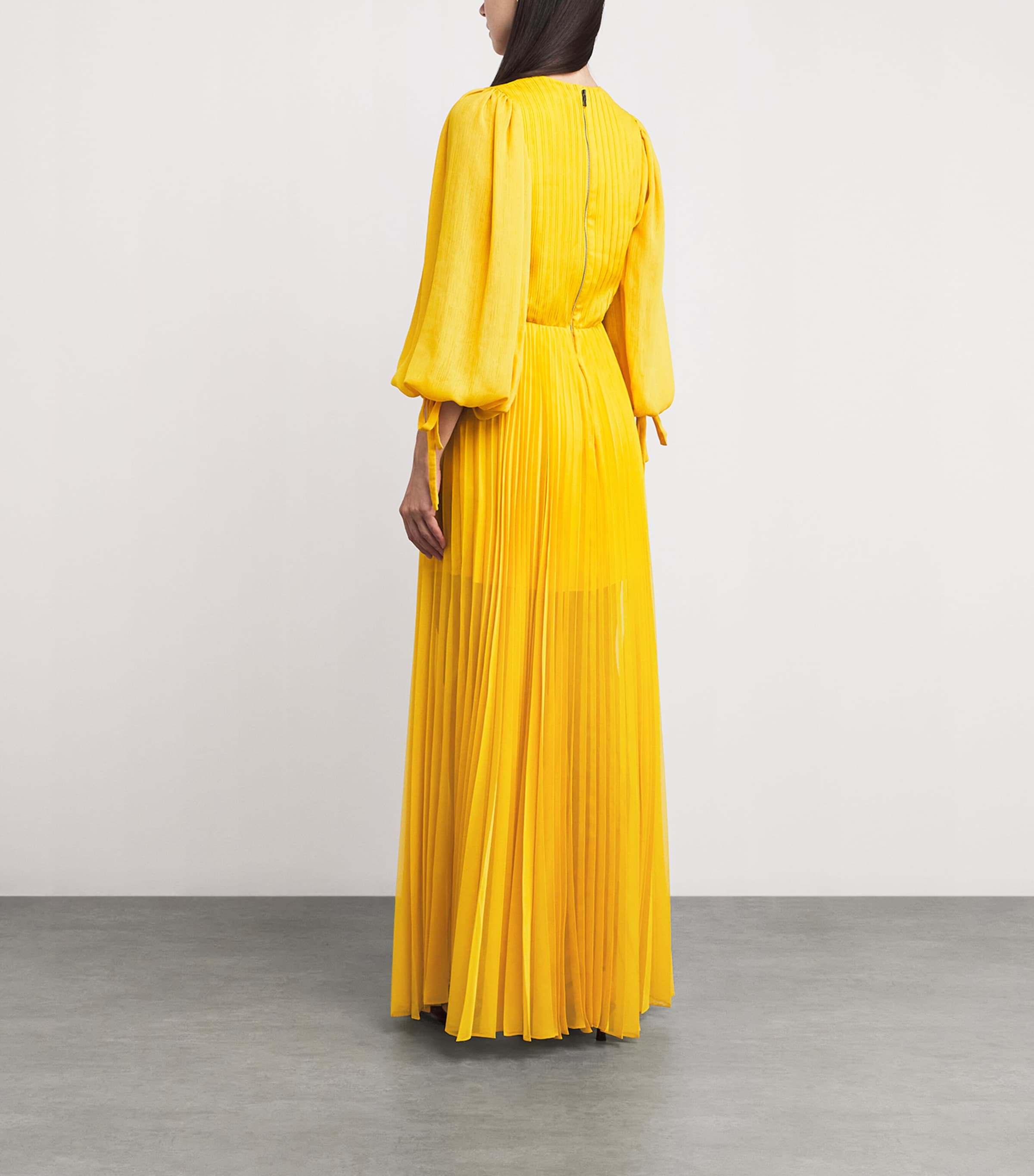 Alice+Olivia Yellow Nya Pleated Maxi Dress | Harrods HK