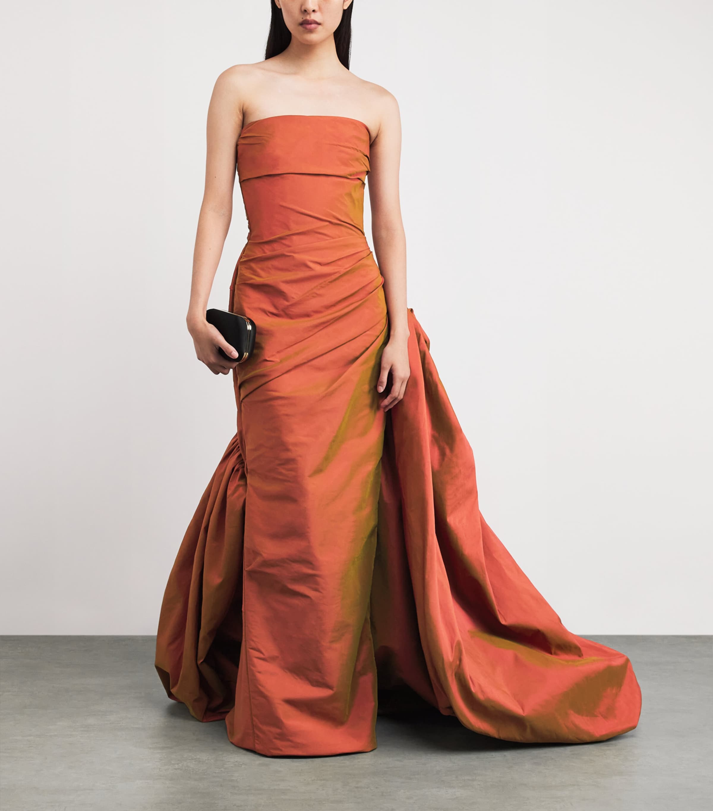 Marmar Halim Orange Taffeta Asymmetric Rasia Gown | Harrods ZA