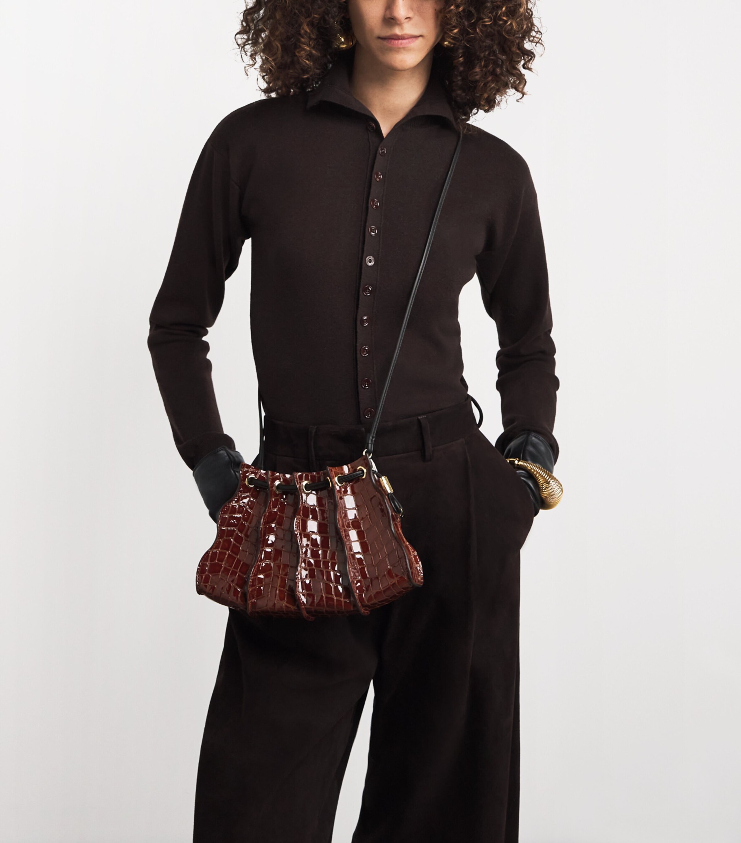 Ulla Johnson Brown Mini Croc-Embossed Leather Adria Cross-Body Bag ...
