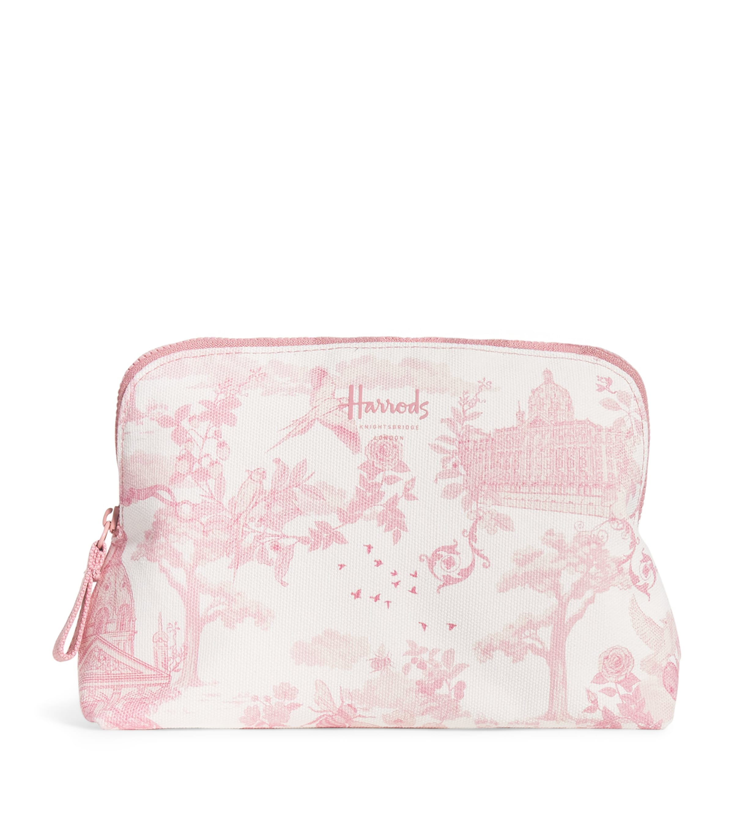 Harrods Pink Toile Half Moon Cosmetic Bag | Harrods UK