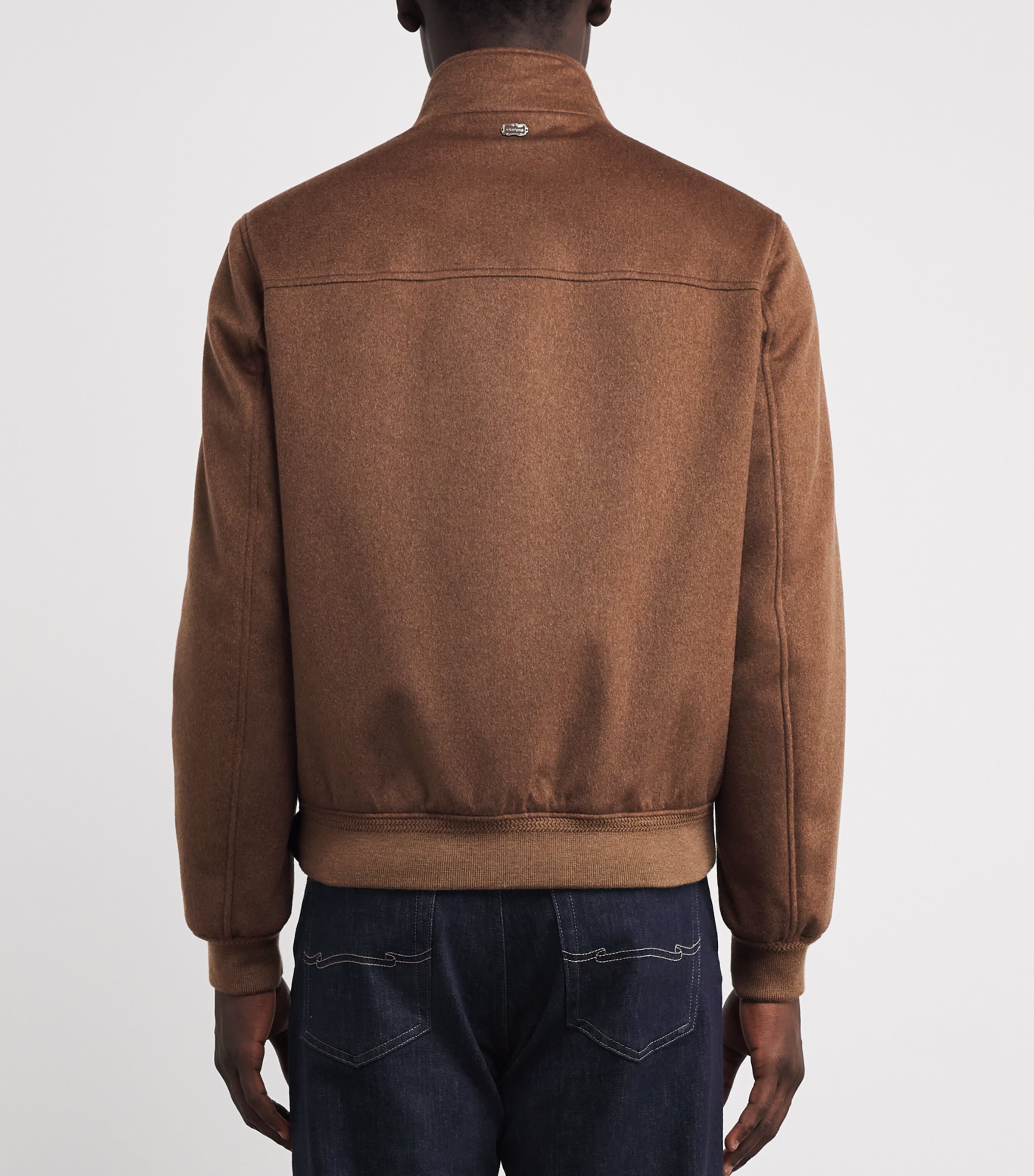 Agnona Brown Cashmere High-Neck Bomber Jacket | Harrods AU