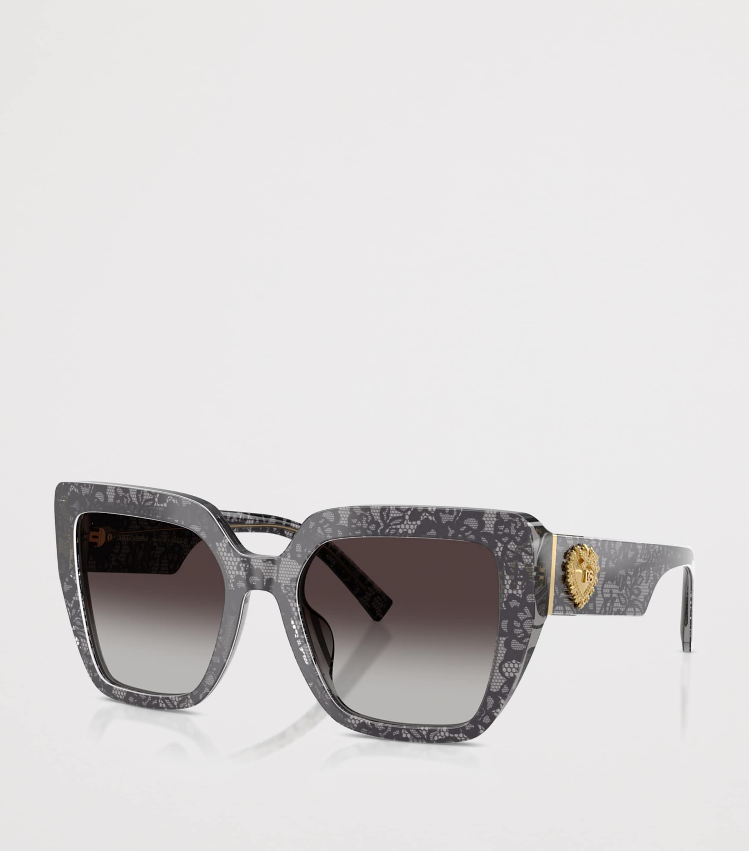 Dolce&Gabbana Grey Lace Print Square Sunglasses | Harrods UK